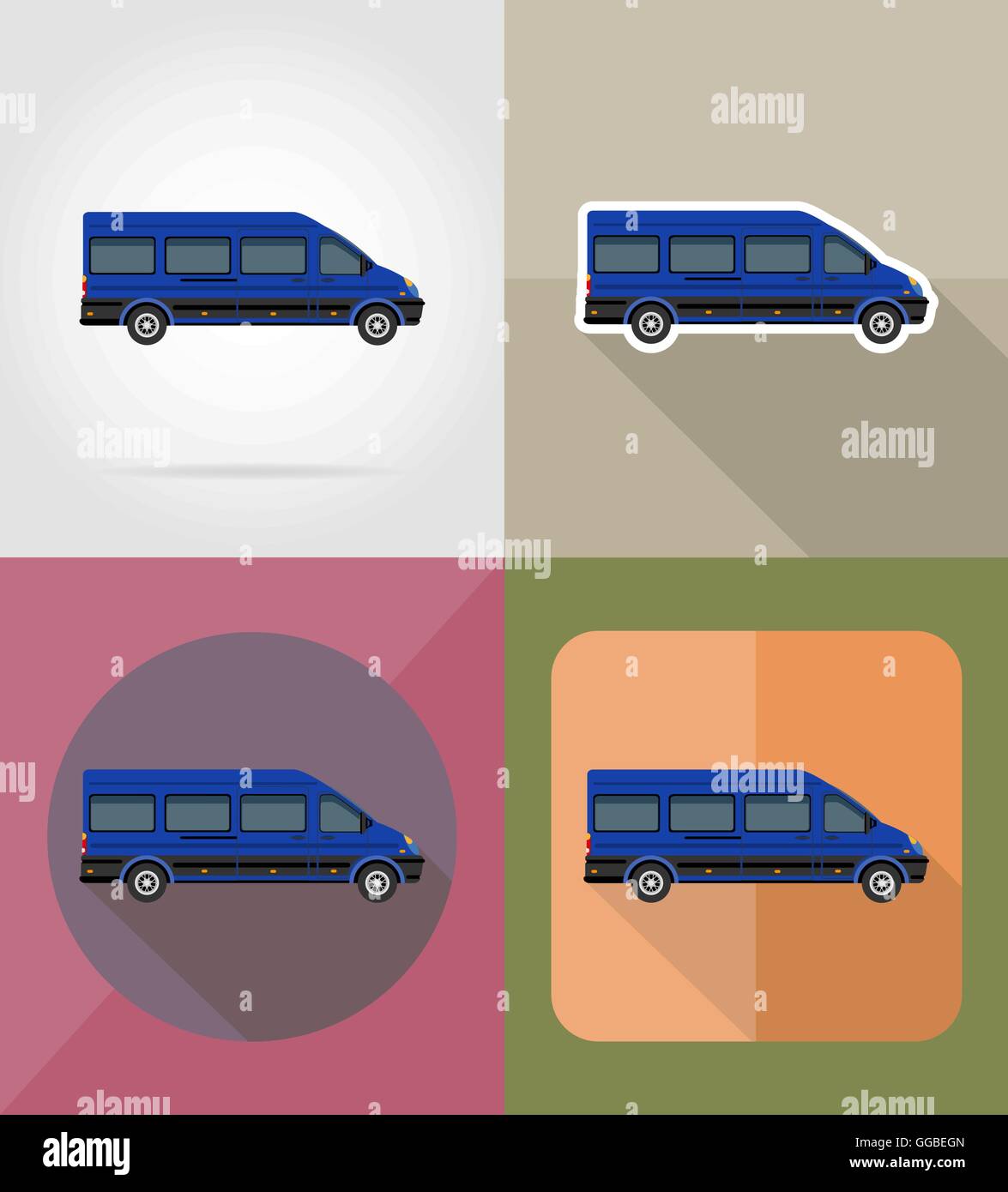 Mini-Bus flache Symbole Vektor-Illustration auf Hintergrund isoliert ...