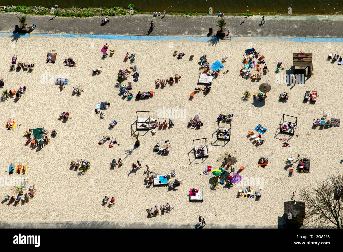Luftaufnahme, Luftbild von Essen, Baldeneysee am Meer mit Strand ...