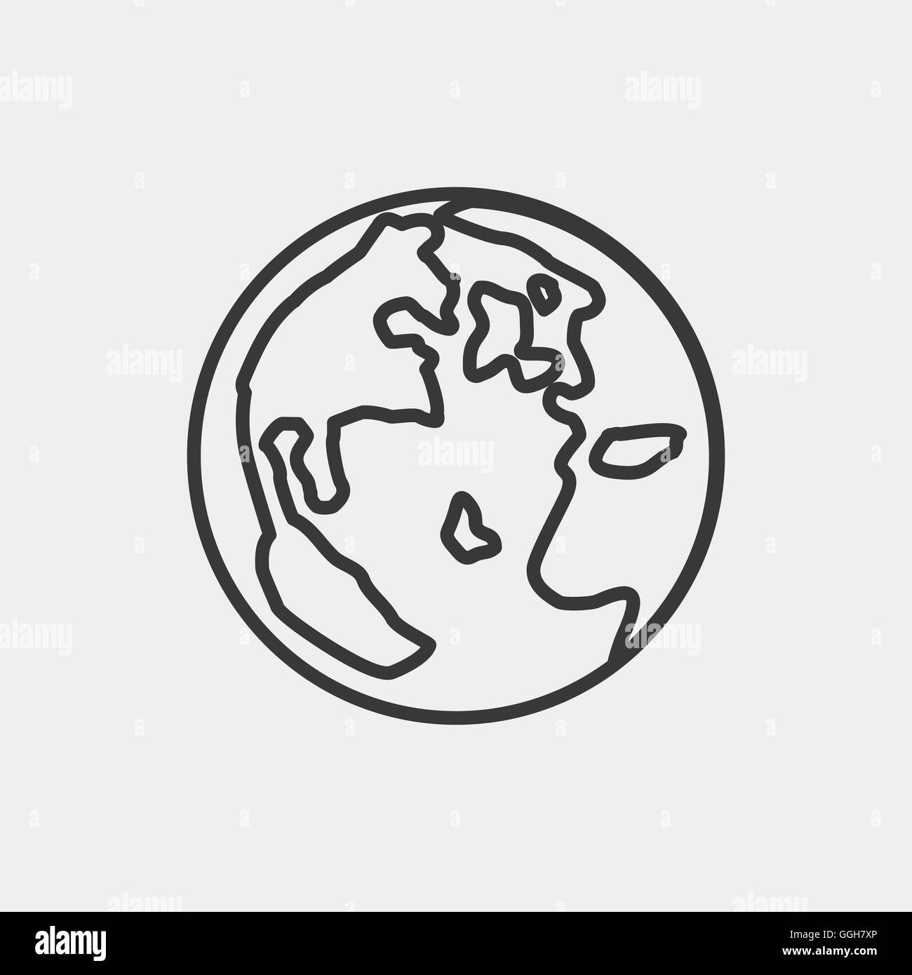 Erde Globus braun- und dünne Umrandung Stock-Vektorgrafik - Alamy