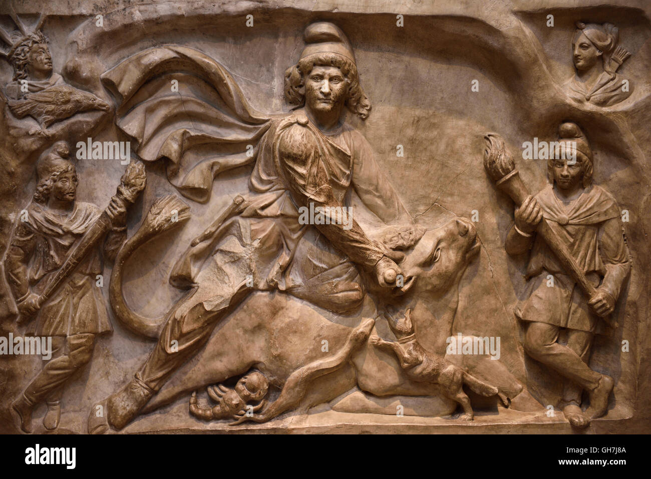 Marmor Relief des Gottes Mithras slaying The mystic Stier zweiten ...