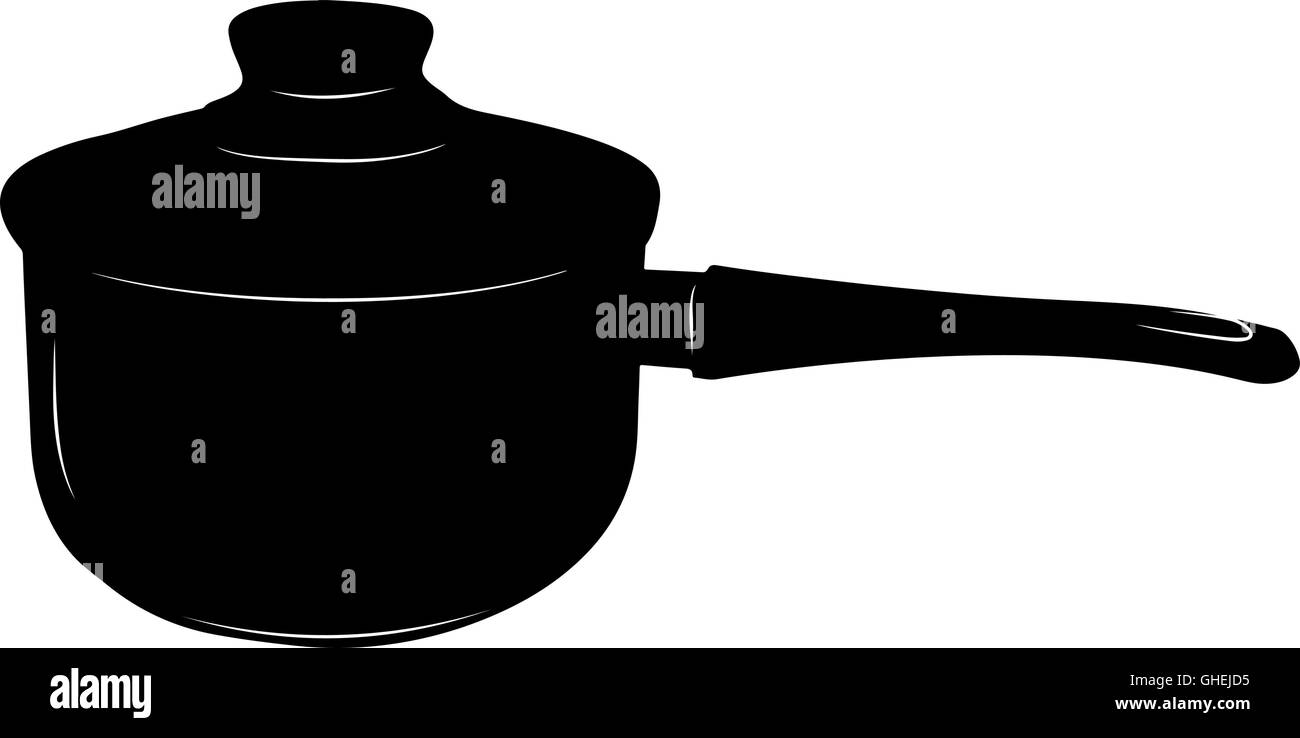 Topf mit langem Griff und Glasdeckel - stilisierte Vektor-Illustration ...