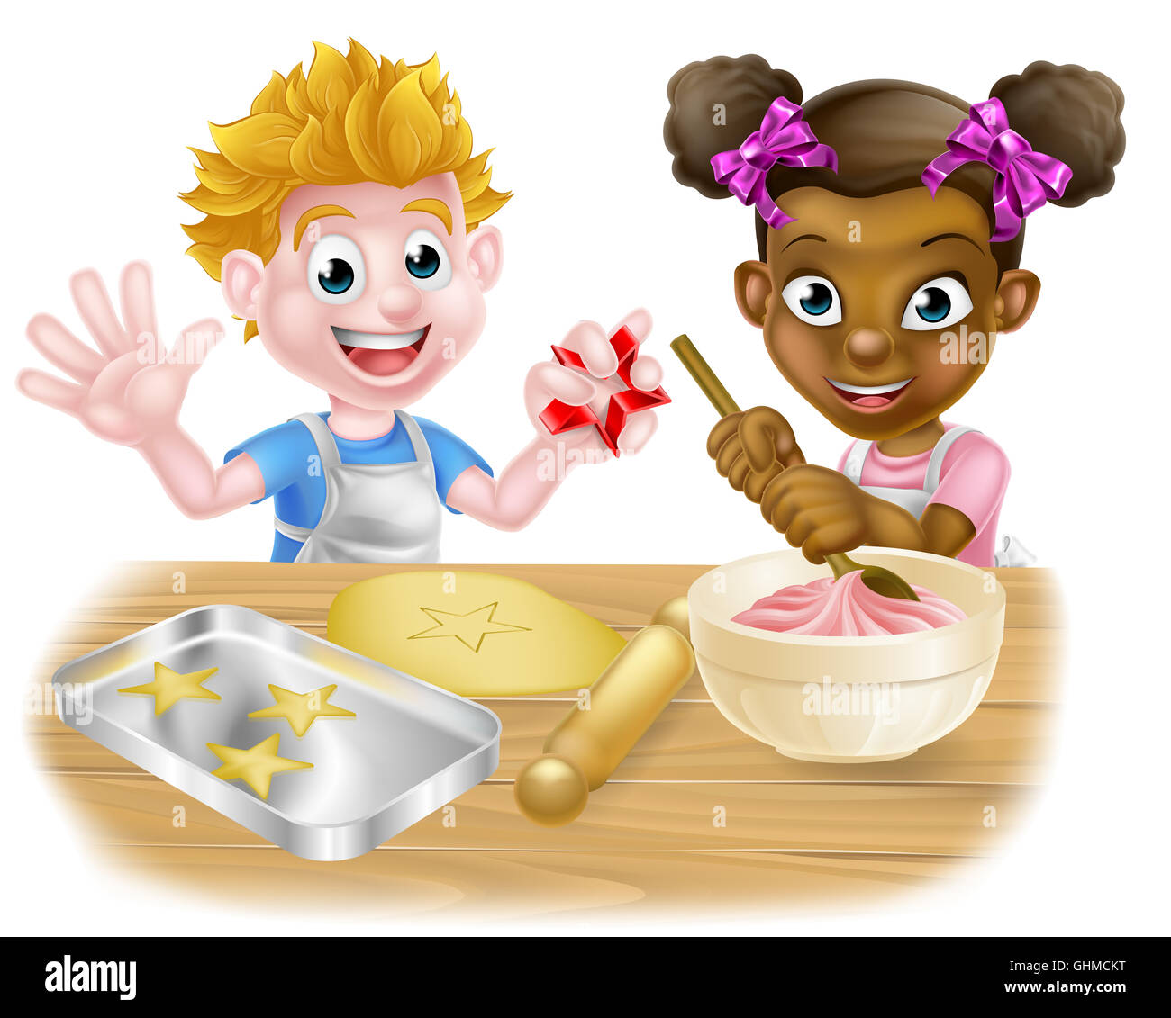 Cartoon children baking cooking chefs -Fotos und -Bildmaterial in hoher ...
