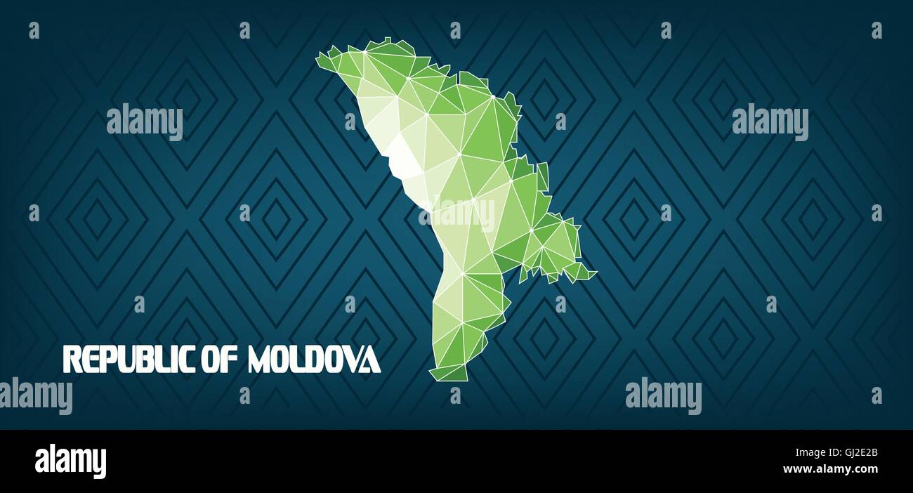 Republik Moldau Landkarte Design mit grünen und weißen Dreiecken auf ...