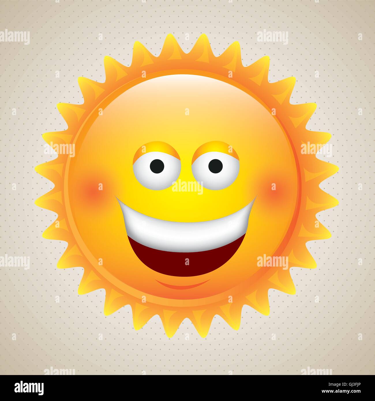 Comic-Illustration einer Sonne mit Augen und Lächeln Vektor Fittings ...