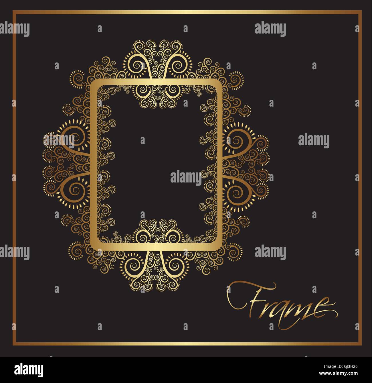 Abbildung des goldenen Rahmen der Arabesken-Vektor-illustration Stock ...