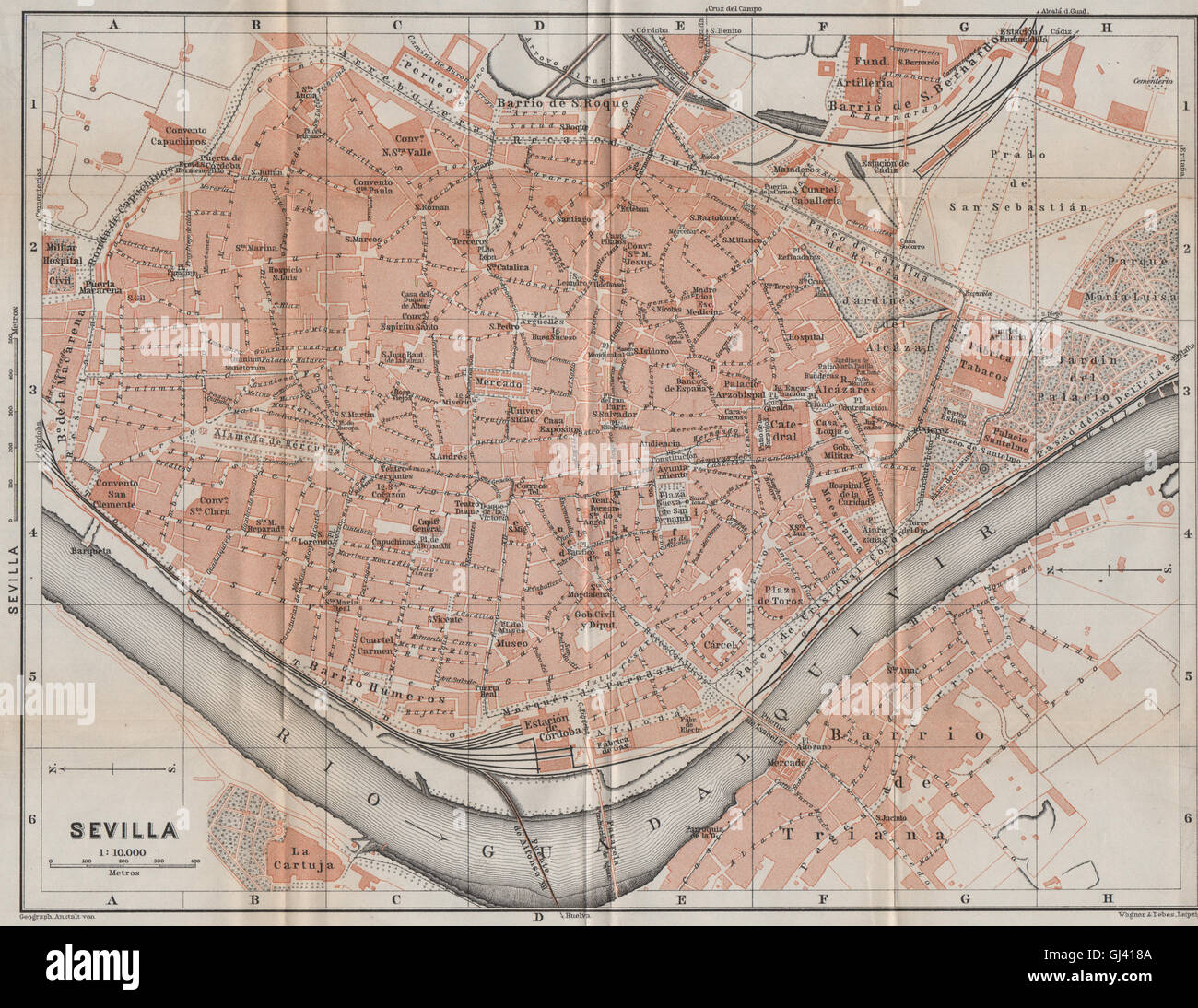 Vintage Karte Von Sevilla Stockfotos und -bilder Kaufen - Alamy