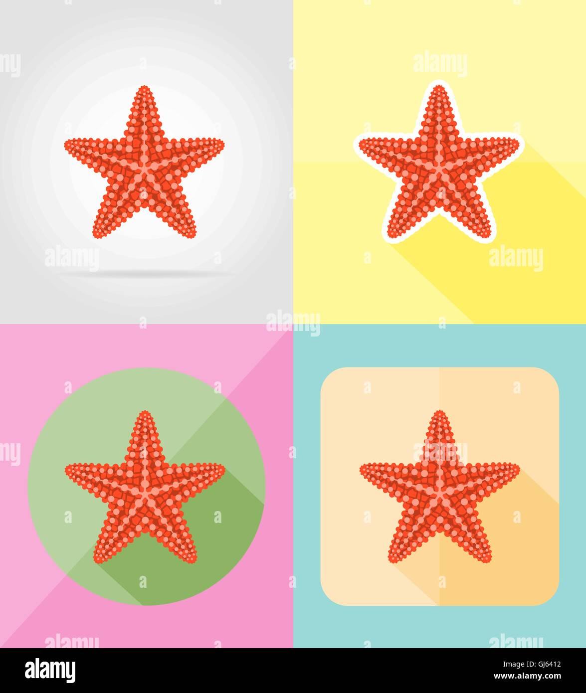 Seestern flach Symbole Vektor-Illustration auf Hintergrund isoliert ...