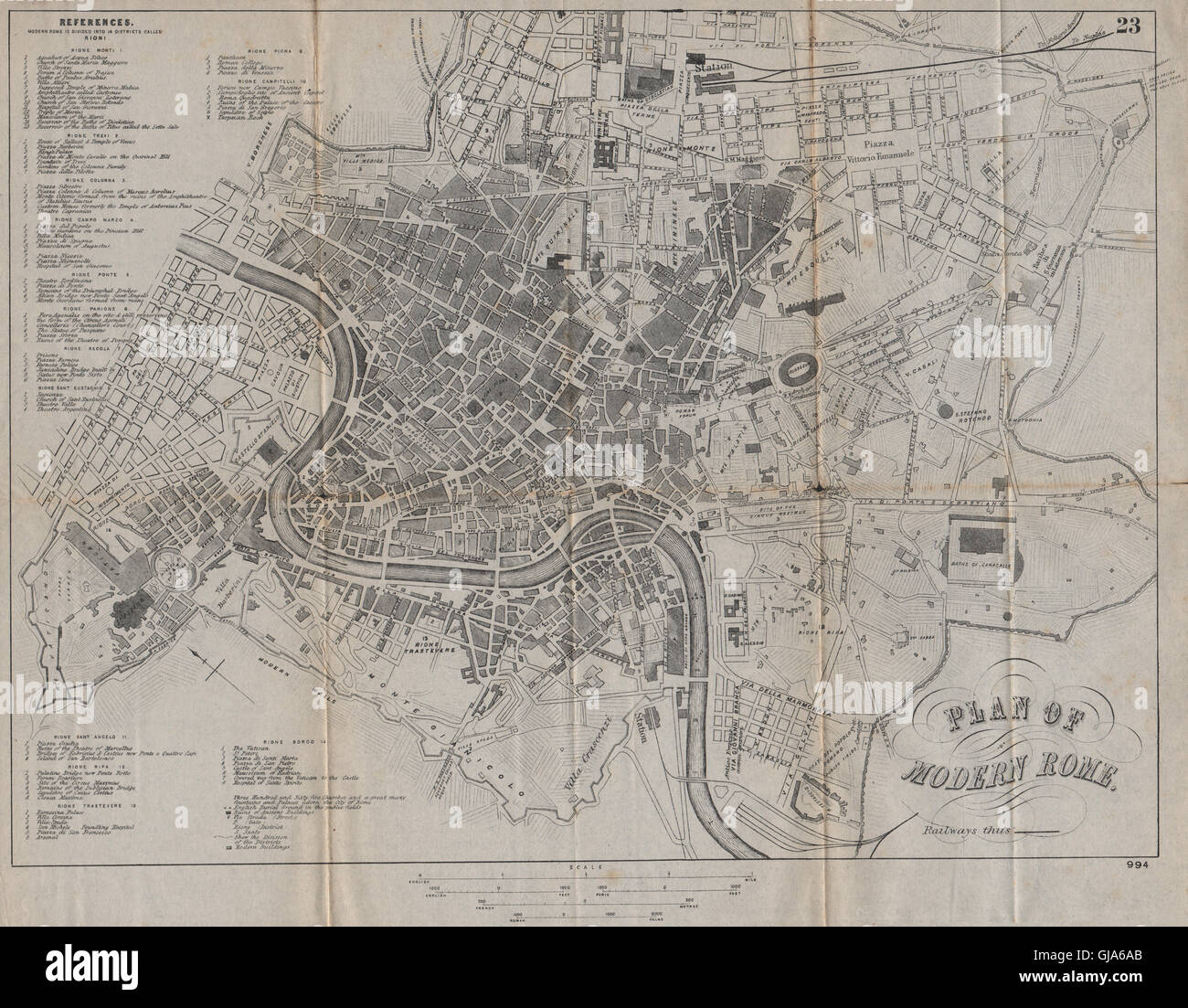 ROM-ROMA. Antike Stadtplan. Stadtplan. Italien. BRADSHAW, 1895 ...