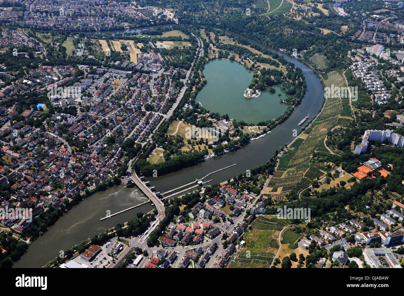 Deutschland, Baden-Württemberg, Stuttgart, Neckar, Max-Eyth-See ...