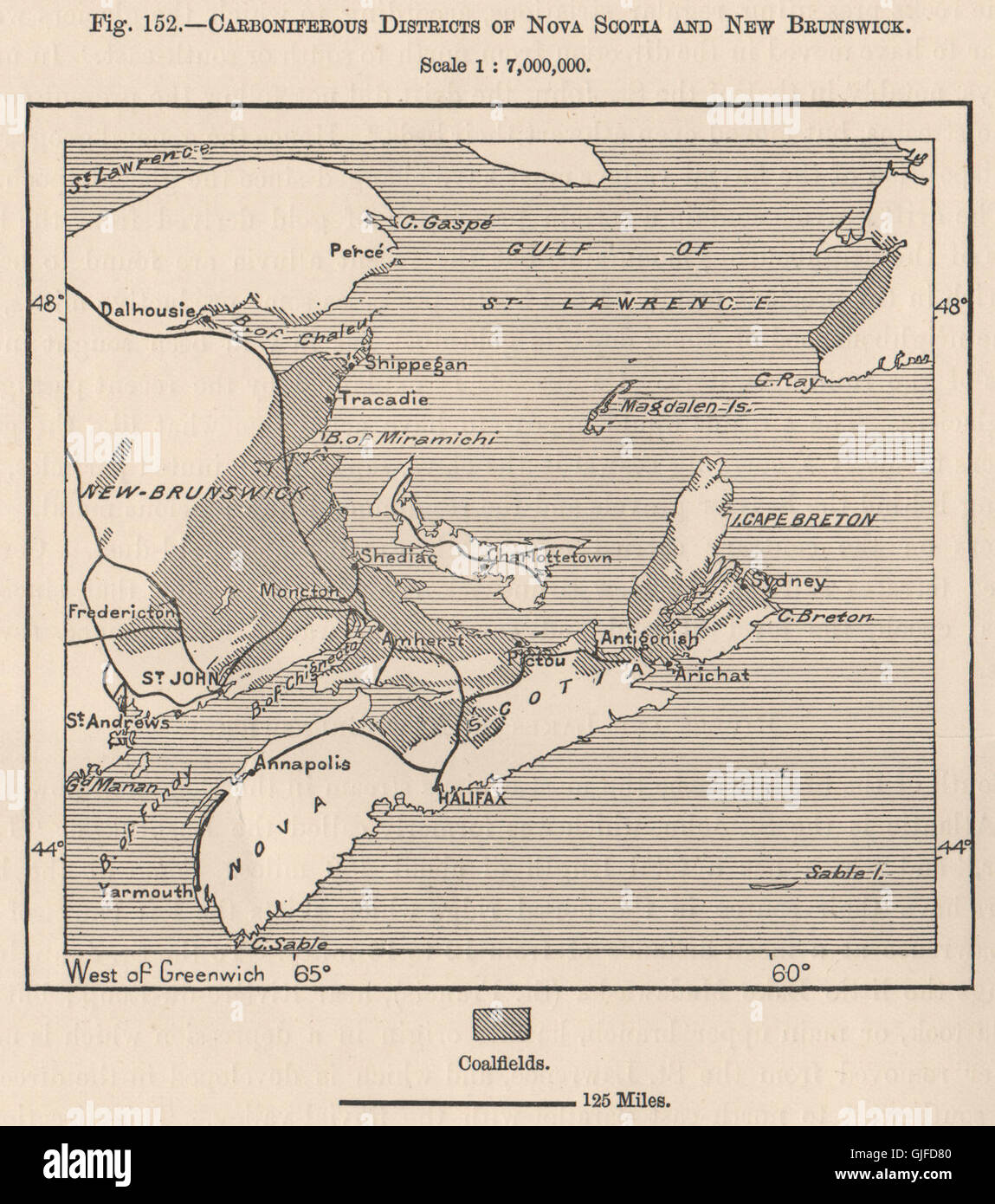 Nova Scotia Map 19th Century Stockfotos und -bilder Kaufen - Alamy