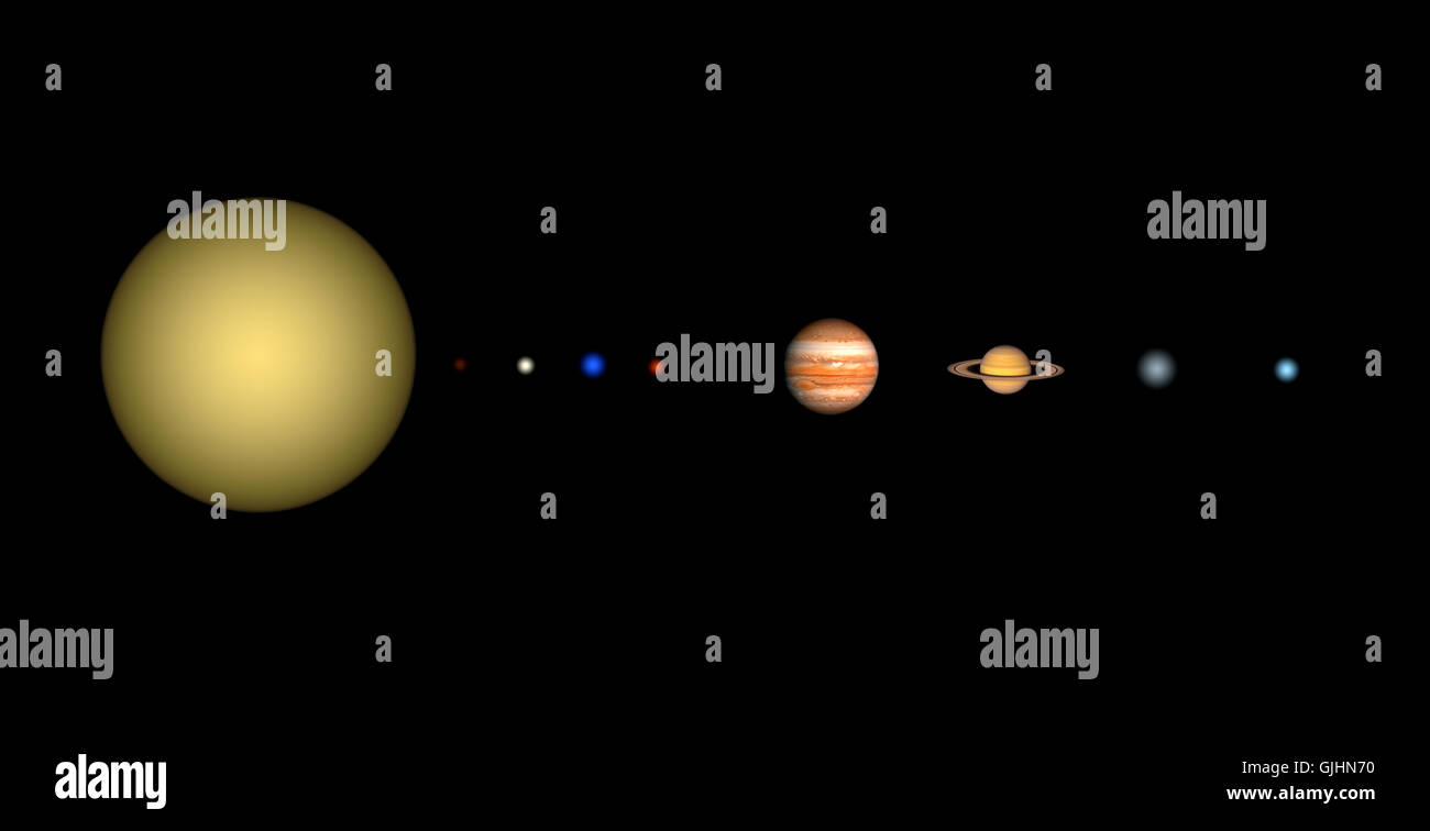 die Sonne und die acht Planeten echte Stockfotografie - Alamy