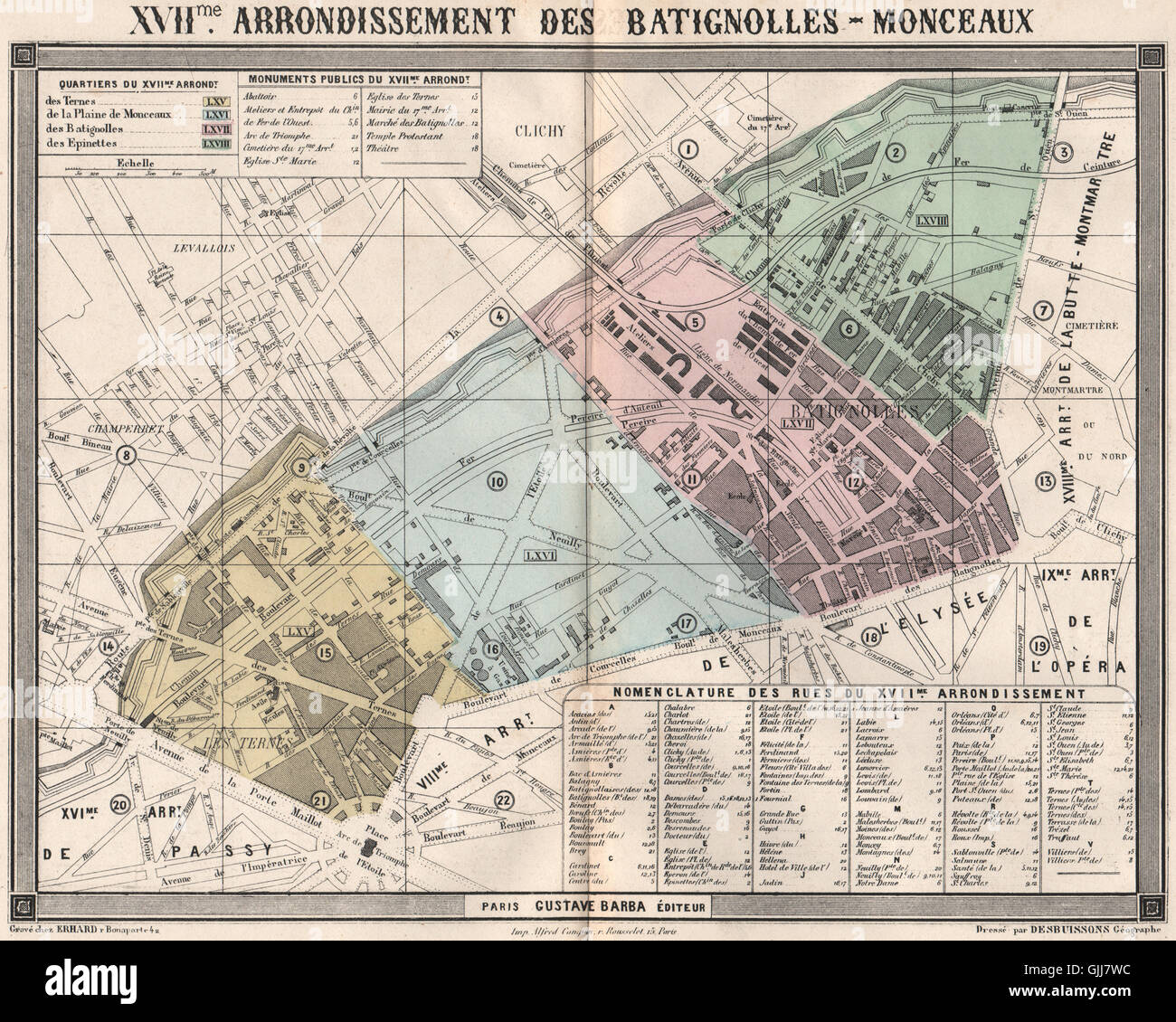 17. XVIIme Arrondissement von PARIS 17e des Batignolles-Monceaux. BARBA ...