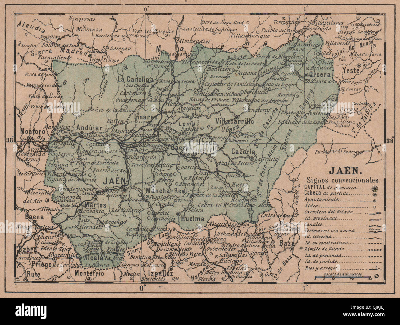 JAÉN. Jaen. Andalucia. Mapa Antiguo De La Provincia, 1908 ...