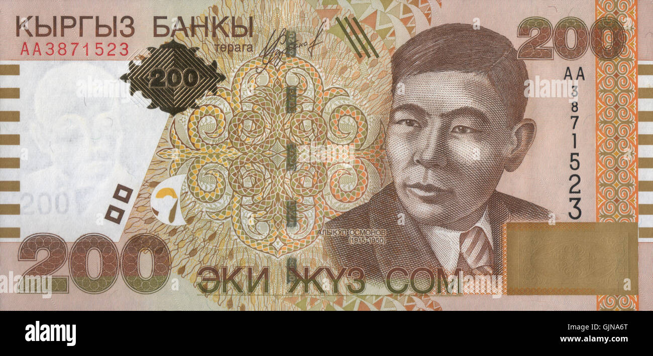 Diese 200 Som-Note aus Kirgisistan, die im Jahr 2000 herausgegeben ...