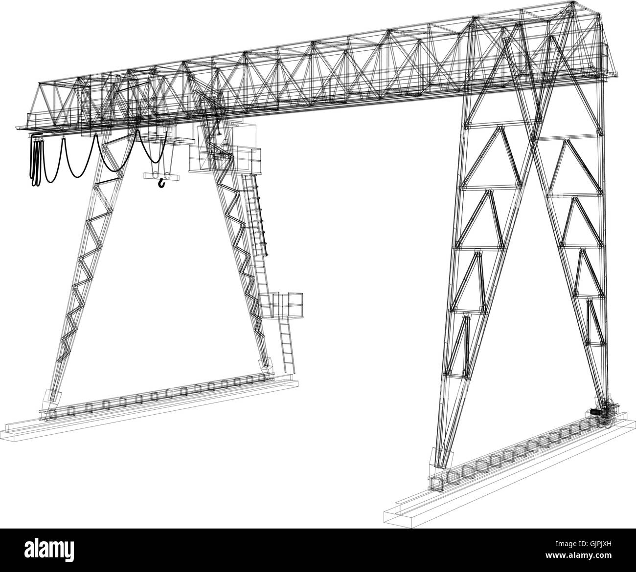 Portalkran. Drahtrahmen. Vector Rendering von 3d Stock-Vektorgrafik - Alamy