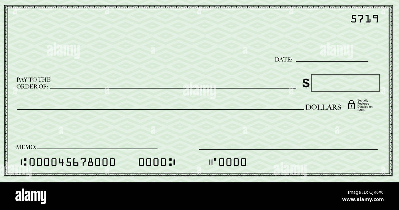 Blanko-Scheck mit Freifläche für Ihren Text Stockfotografie - Alamy