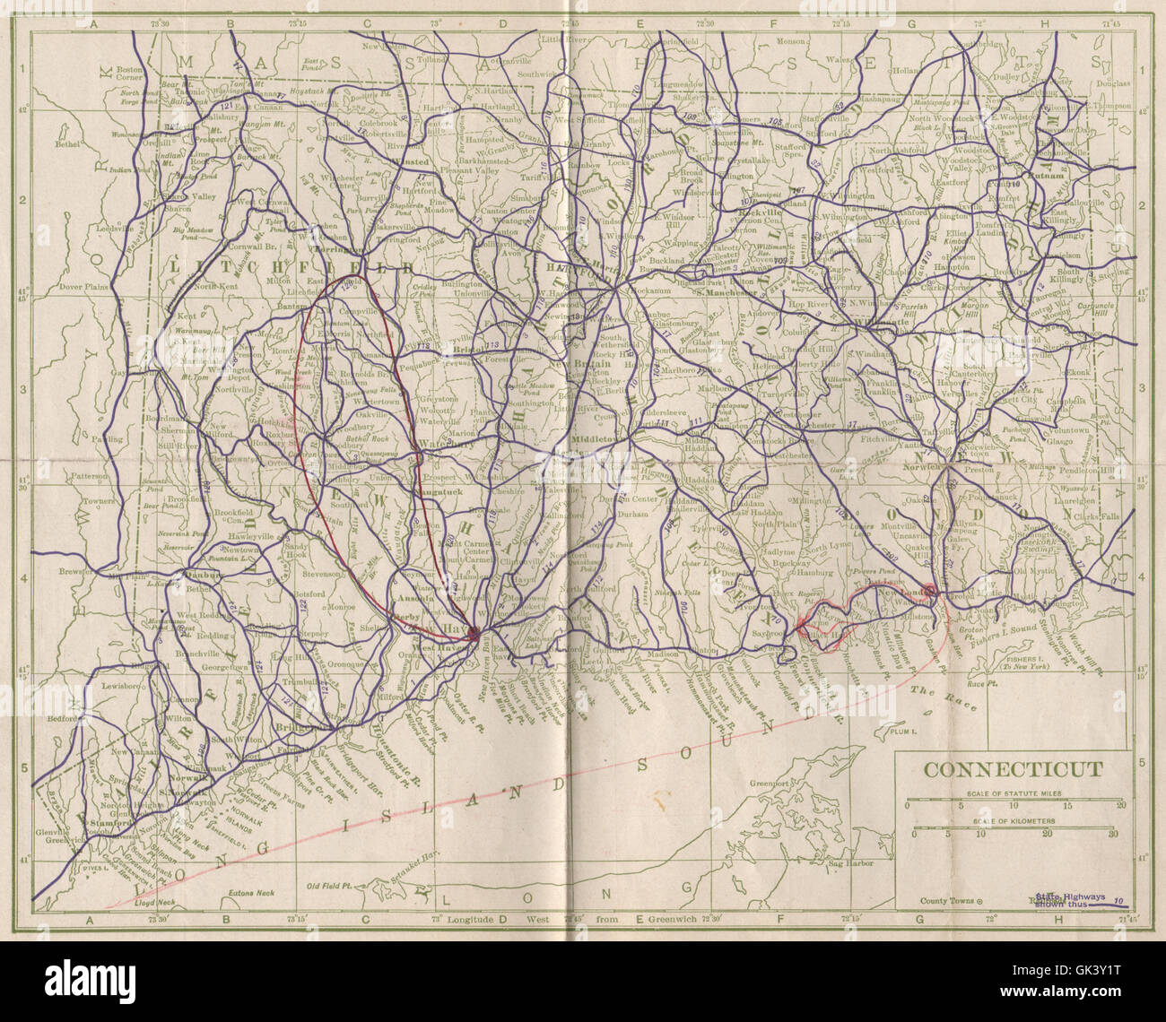 Map of connecticut state -Fotos und -Bildmaterial in hoher Auflösung ...