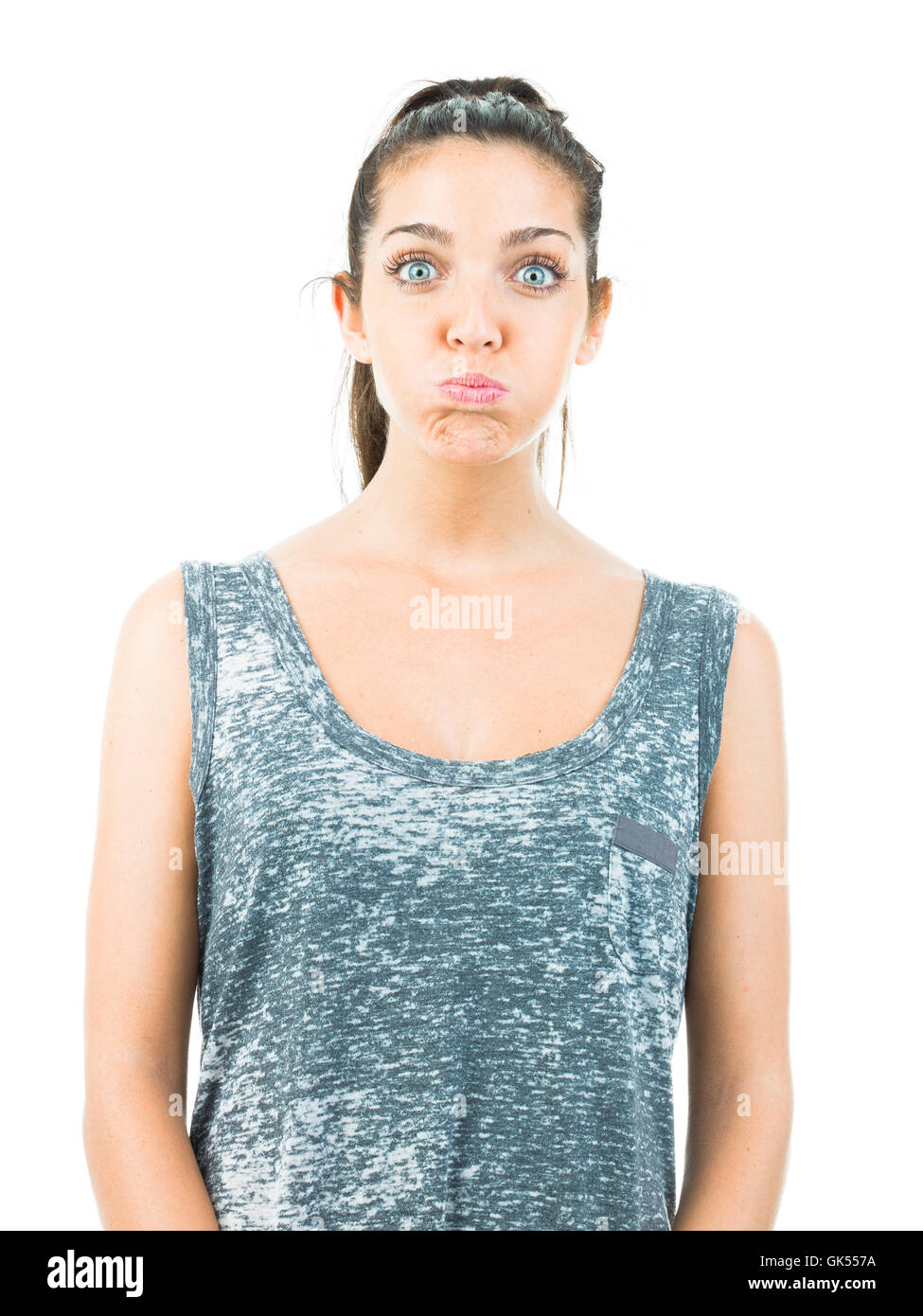 Woman mocking grin -Fotos und -Bildmaterial in hoher Auflösung – Alamy