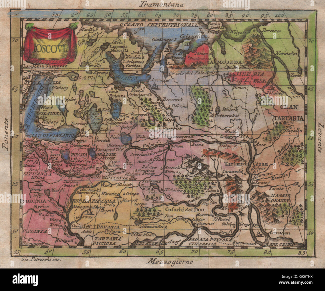 "Moscovia". Muscovy. Russland. Originalfarbe Hand. BUFFIER, 1775 Antike ...