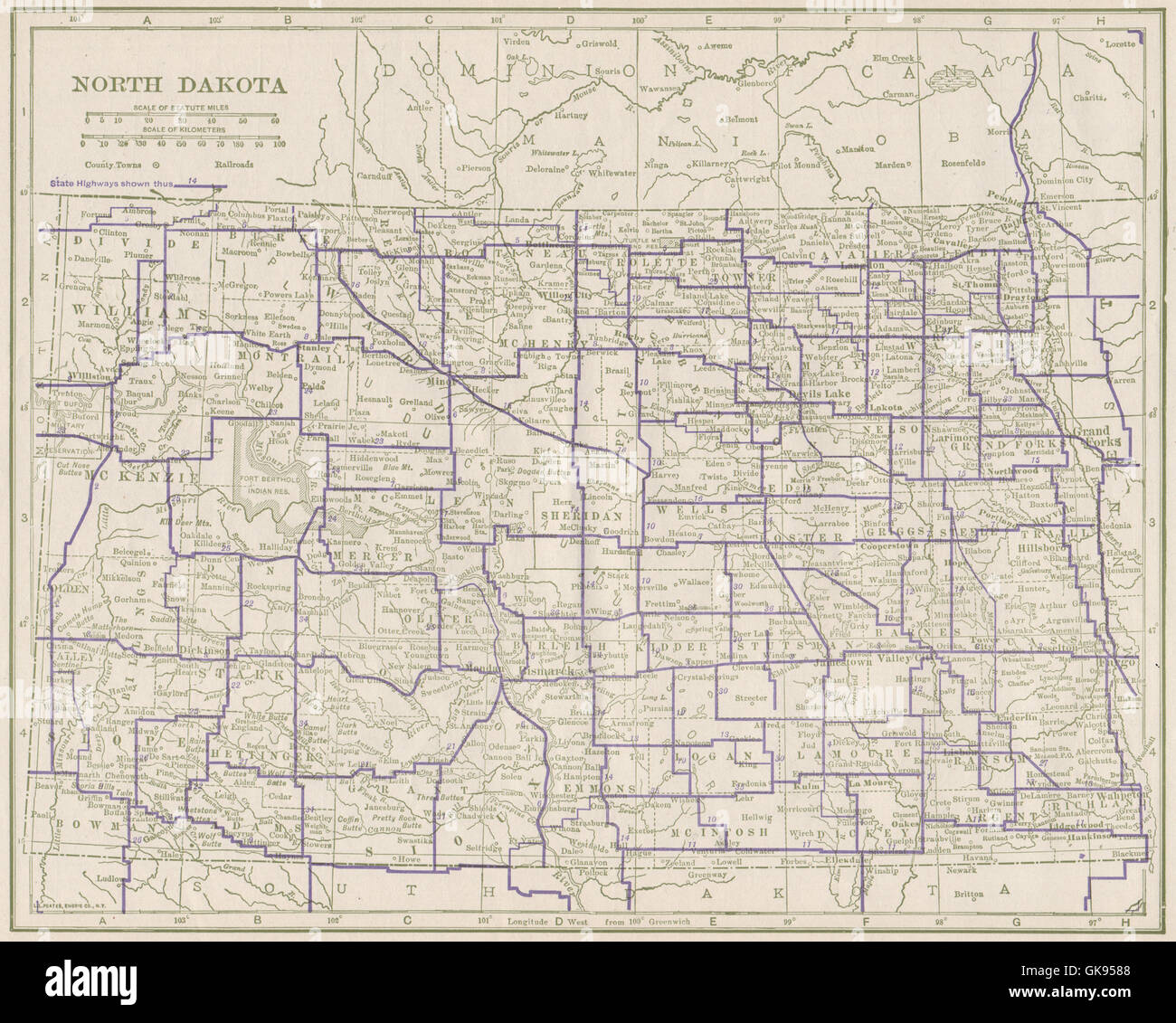 North dakota map -Fotos und -Bildmaterial in hoher Auflösung – Alamy