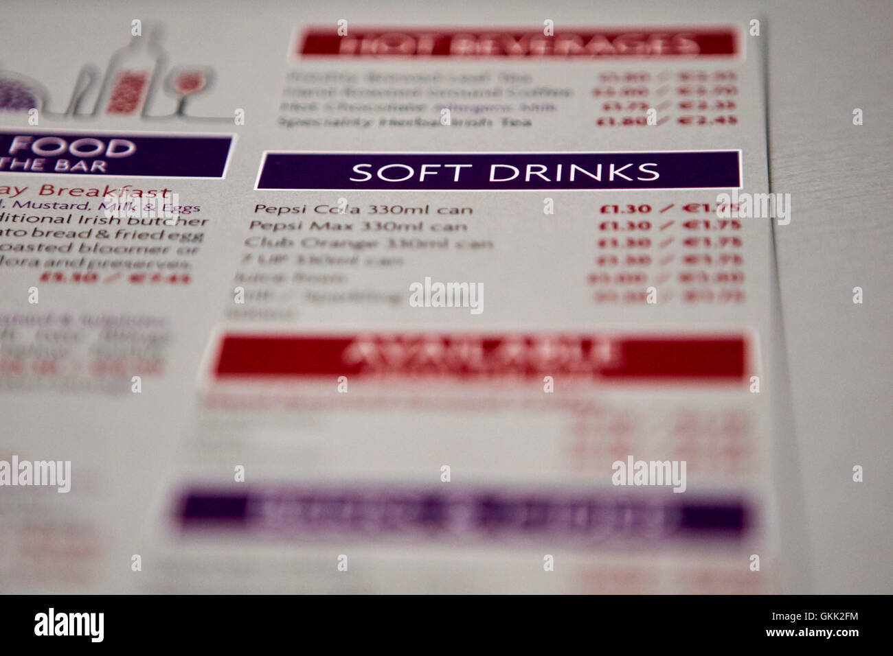 Drinks menu -Fotos und -Bildmaterial in hoher Auflösung – Alamy