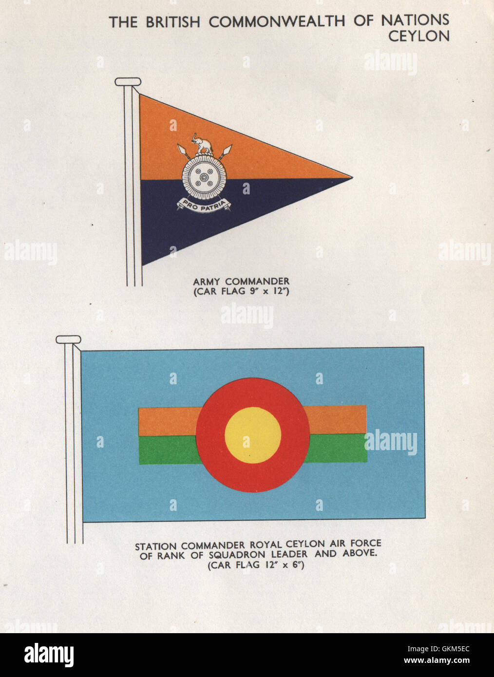 CEYLON-FLAGS. Befehlshaber der Armee. Bahnhof Commander Royal Ceylon ...