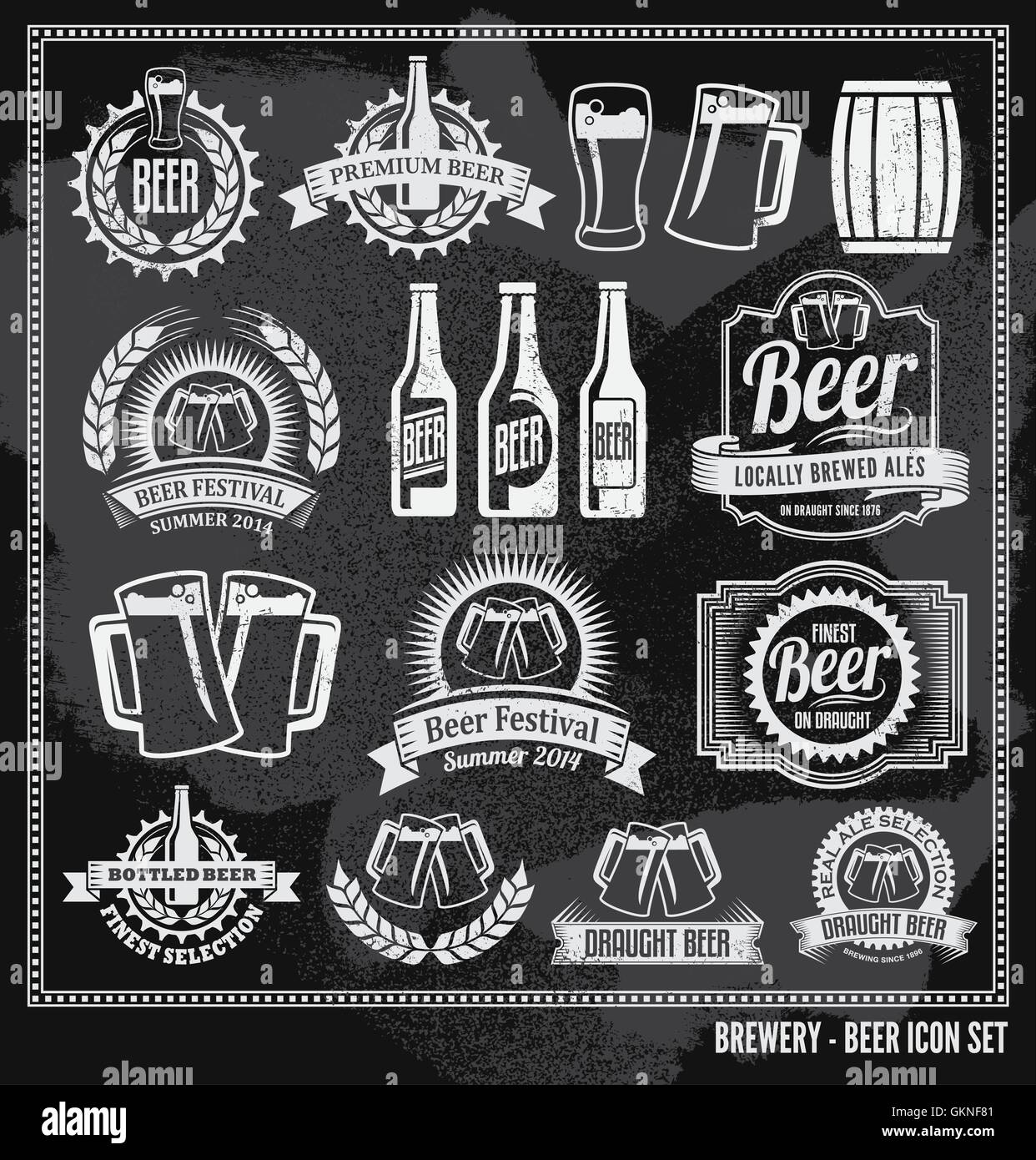 Emblem Symbolsatz Bier Label Vektor Piktogramm Symbol Piktogramm Handel ...