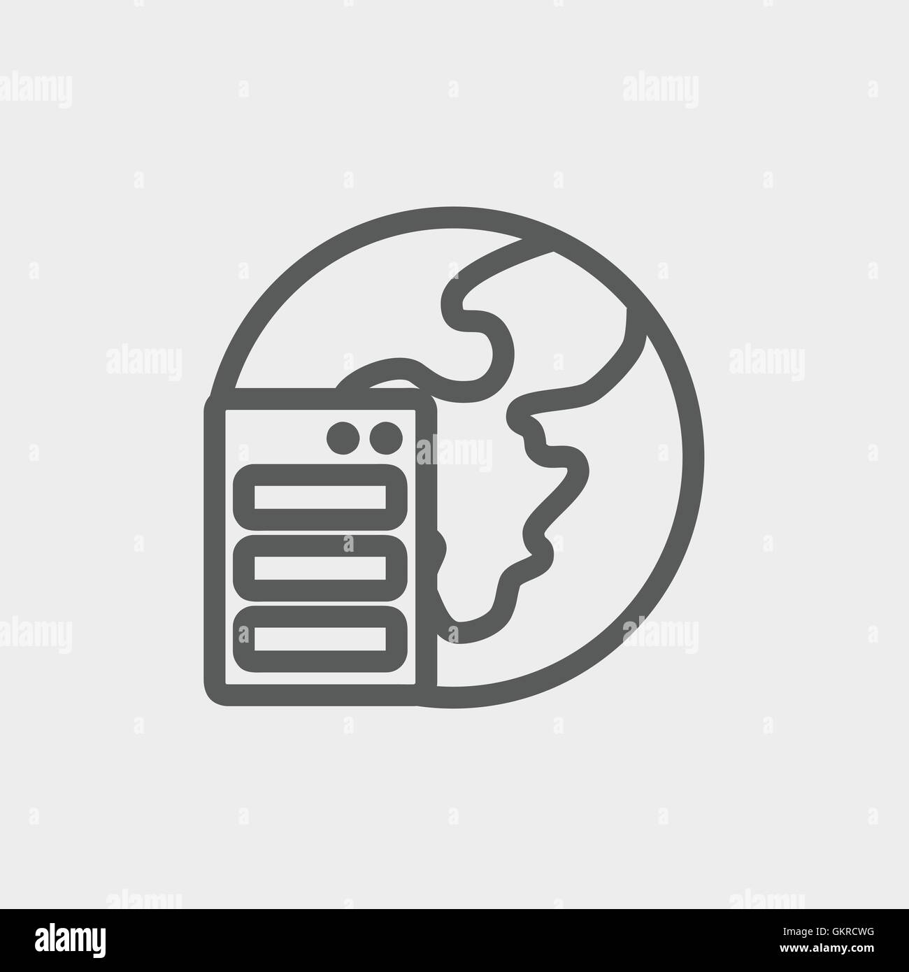 Weltkarte in dünne Linie Serversymbol Stock-Vektorgrafik - Alamy