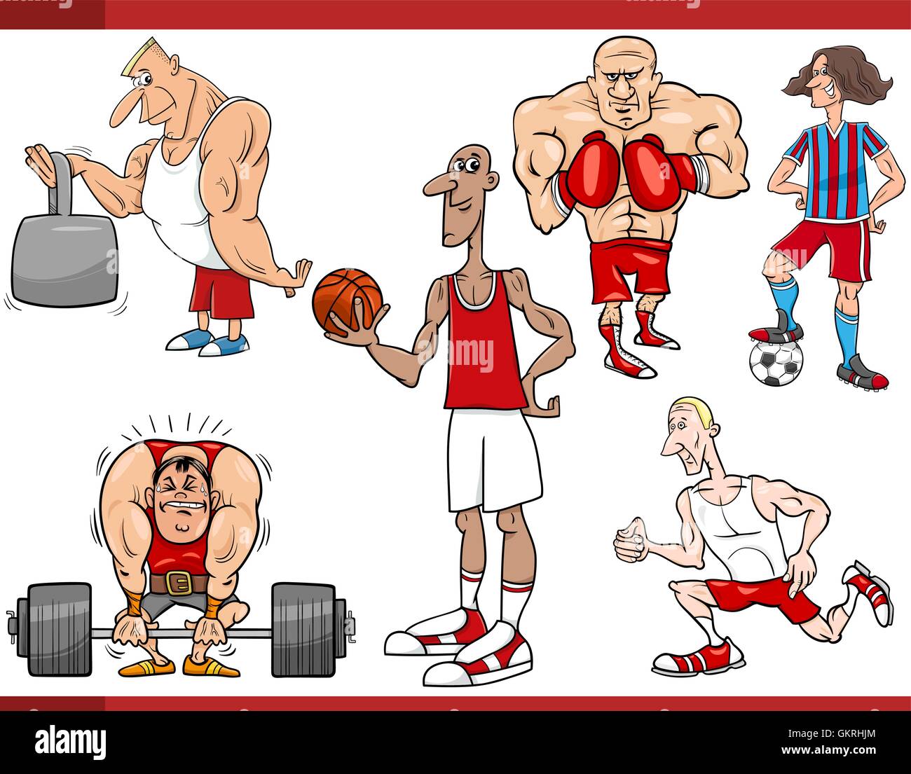 Sportler und Sport-Cartoon-Satz Stock-Vektorgrafik - Alamy