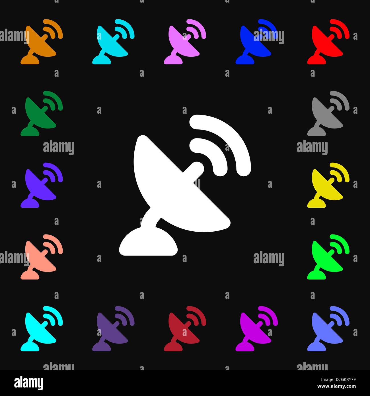 Sat-Antenne Symbol Zeichen. Viele bunte Symbole für Ihr Design. Vektor ...