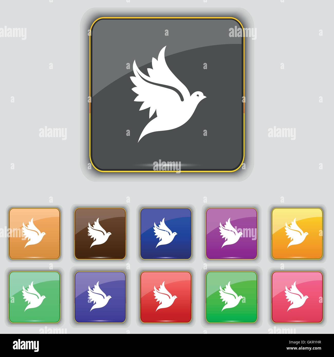 Taube-Symbol Zeichen. Set mit elf farbigen Buttons für Ihre Website ...
