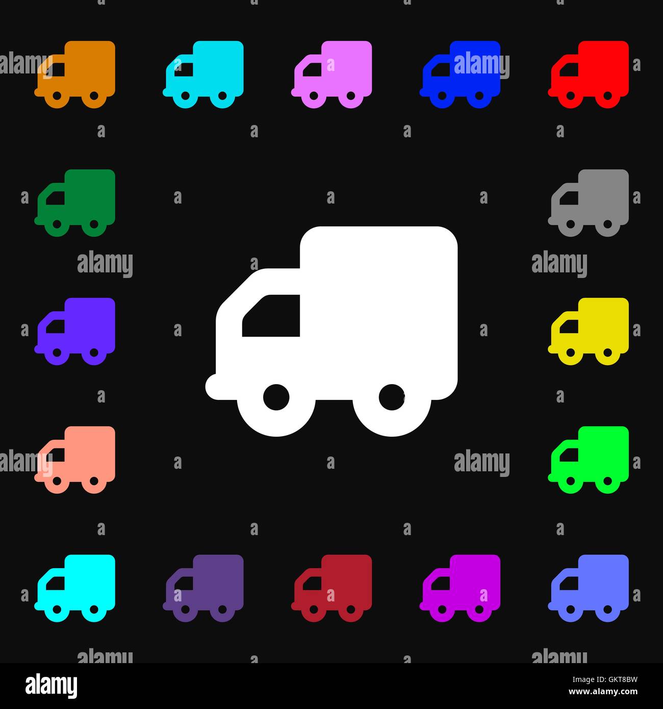 Lieferung LKW Symbol Zeichen. Viele bunte Symbole für Ihr Design ...