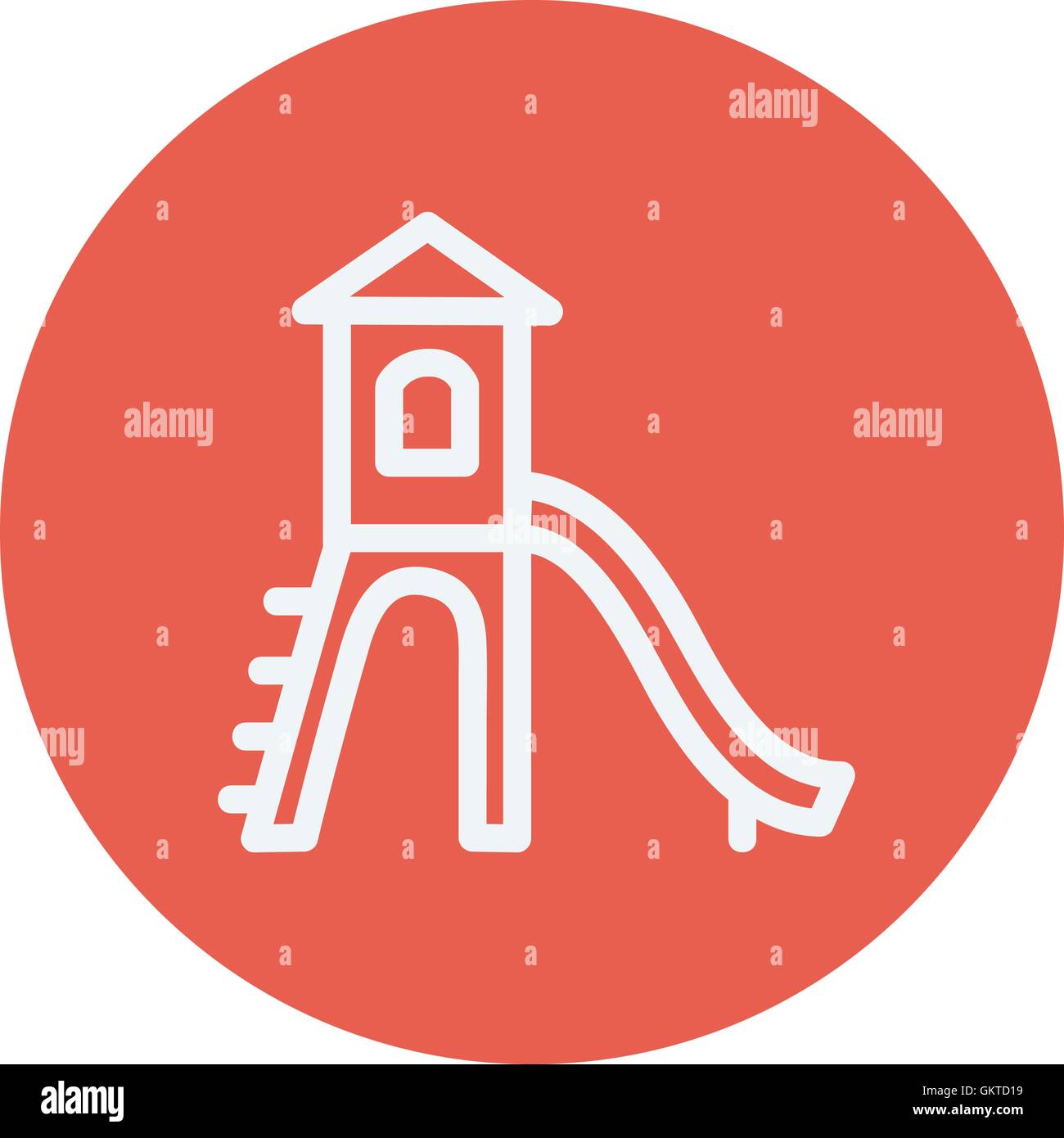 Spielhaus mit Rutsche dünne Liniensymbol Stock-Vektorgrafik - Alamy