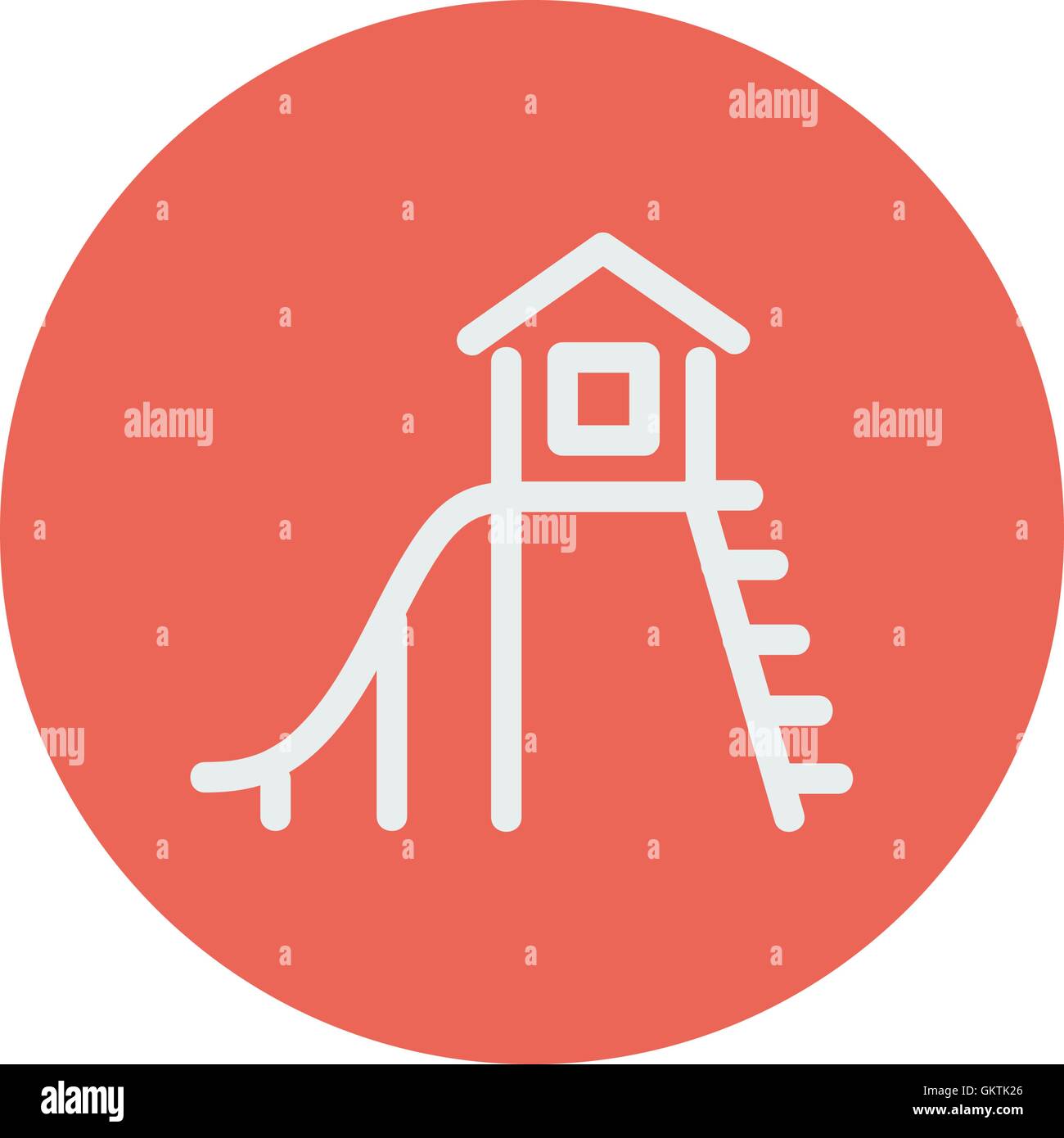 Spielhaus mit Rutsche dünne Liniensymbol Stock-Vektorgrafik - Alamy