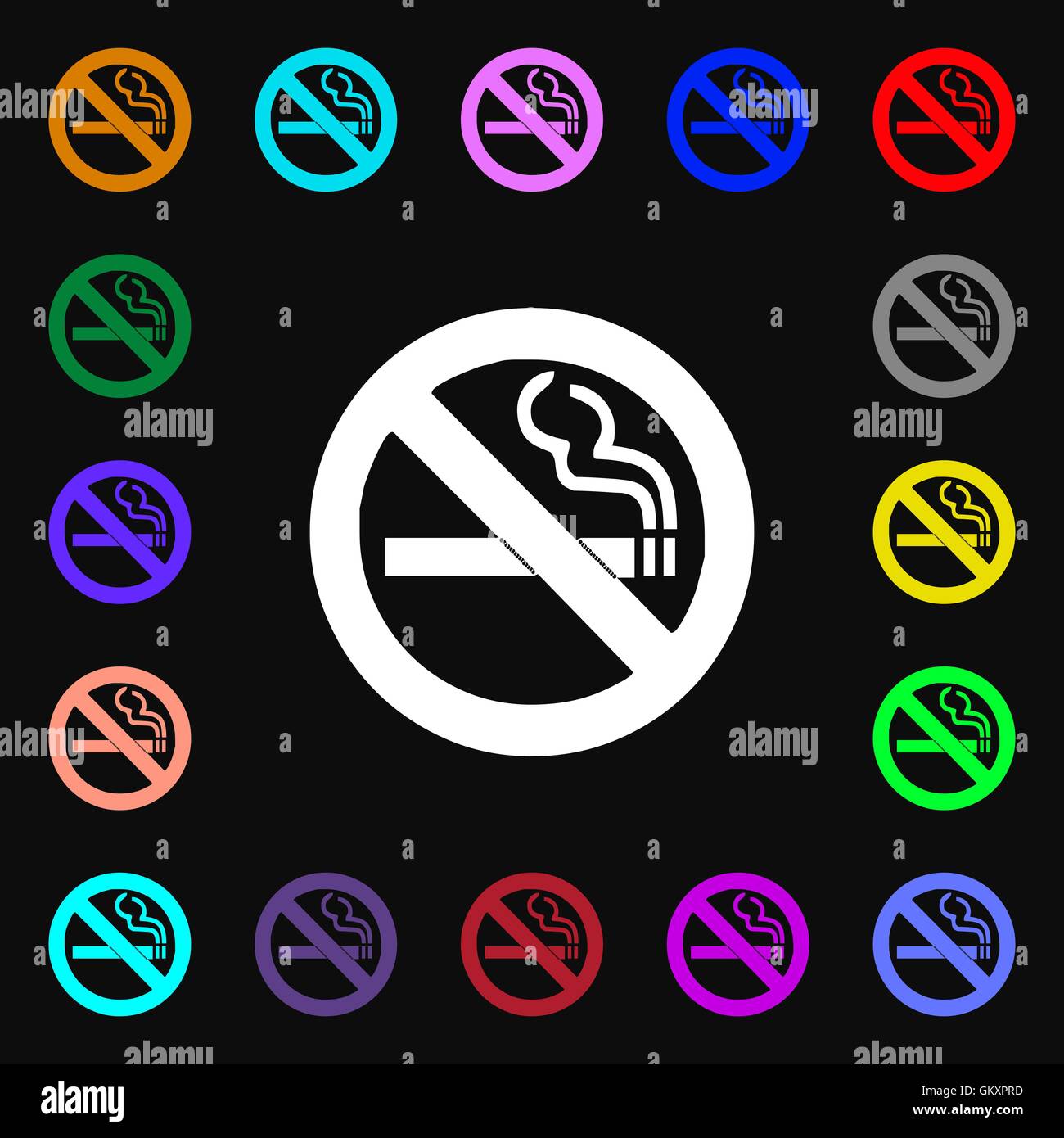 kein Rauchen Iconi Zeichen. Viele bunte Symbole für Ihr Design. Vektor ...
