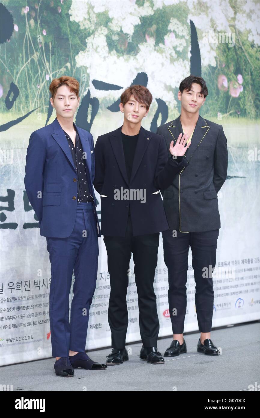 Seoul, Korea. 25. August 2016. Lee Jun-Ki, Kang Ha Neul, Hanna, Ji-Eun Lee, Baek Hyun, Ju-Hyuk ...