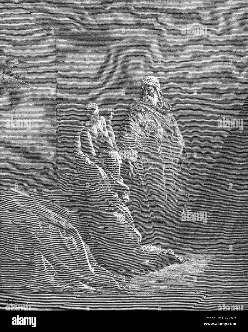 Gravur von Elijah auferweckt den Sohn der Witwe Sarepta von Gustave ...