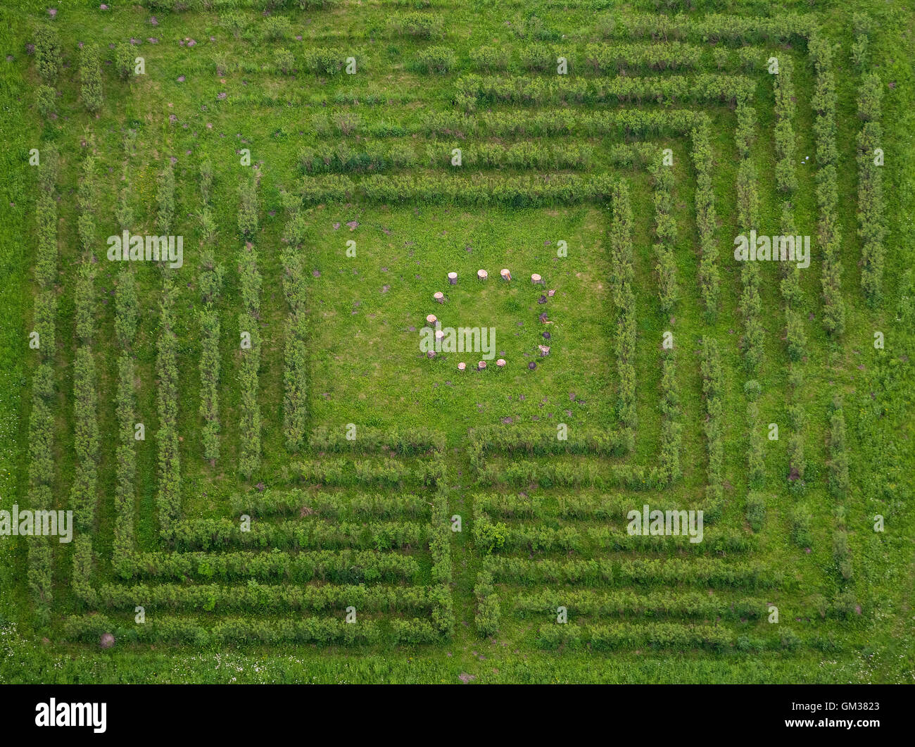 Luftaufnahme, Wald Garten Ripshorst, Hecken Labyrinth-Haus Riphorst ...