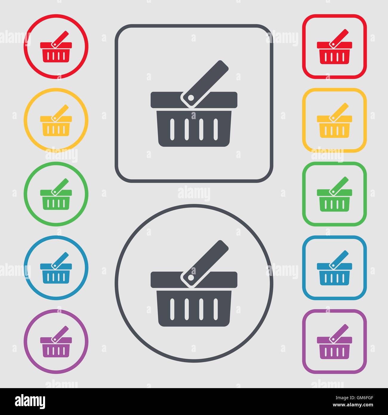 Shopping Cart-Schild-Symbol. Online-Kauf-Button. Symbole auf der Runde ...