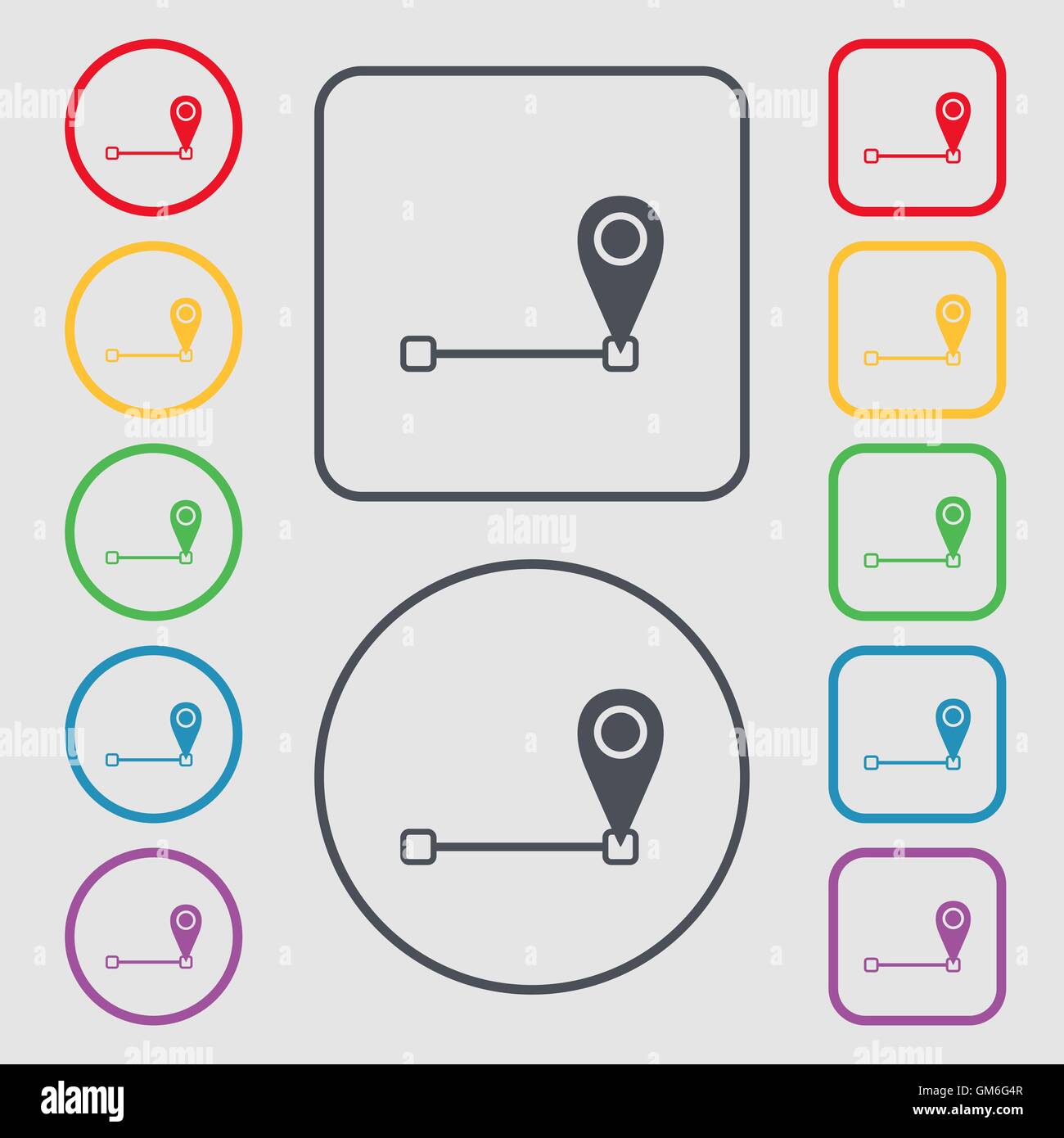 Zeiger-Symbol Zeichen zuordnen. Symbole auf der Runde und Platz-Tasten ...