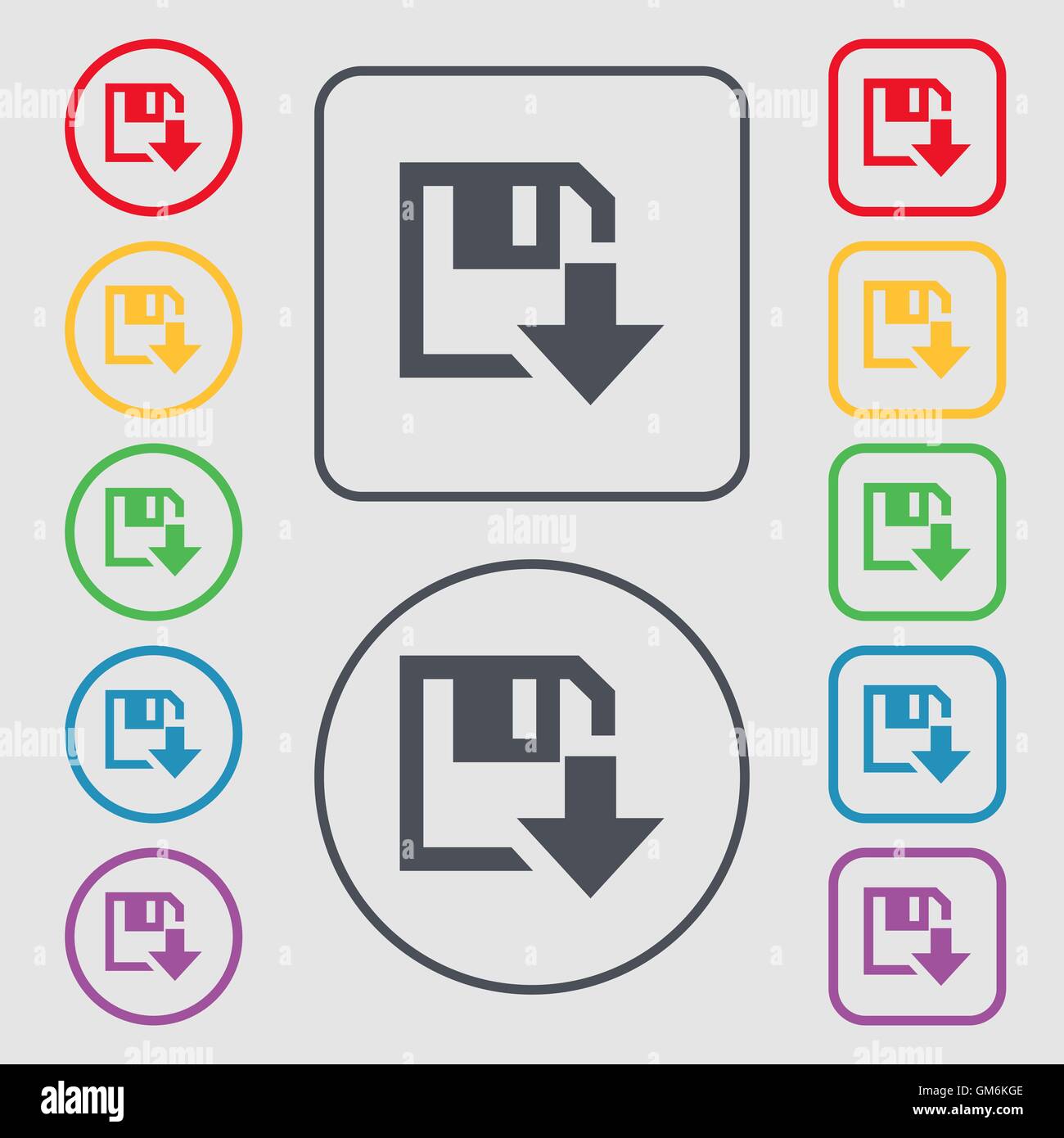 Disketten-Symbol. Wohnung modernes Design. Symbole auf der Runde und ...