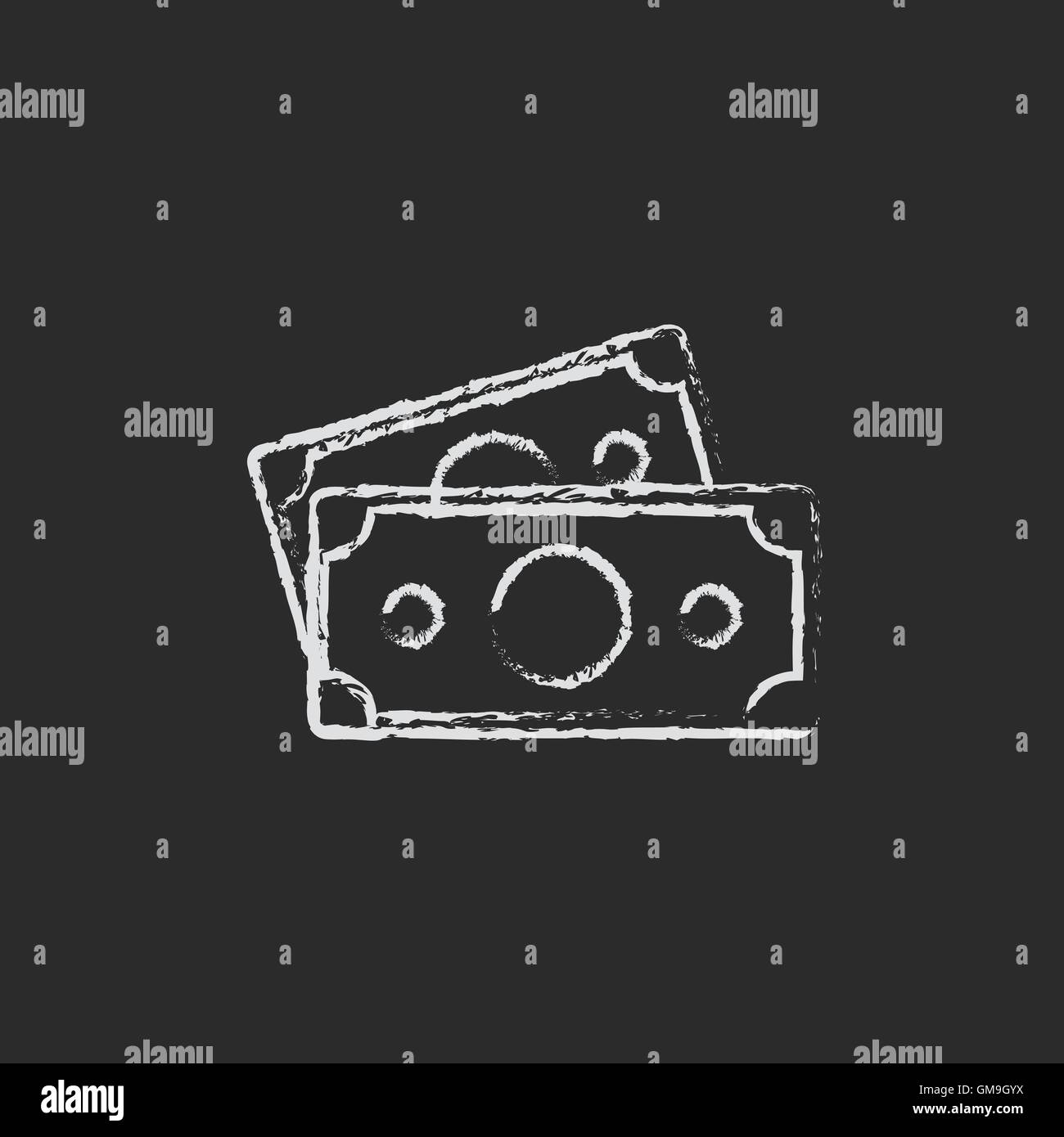 Geld Banknoten Symbol in Kreide gezeichnet Stock-Vektorgrafik - Alamy