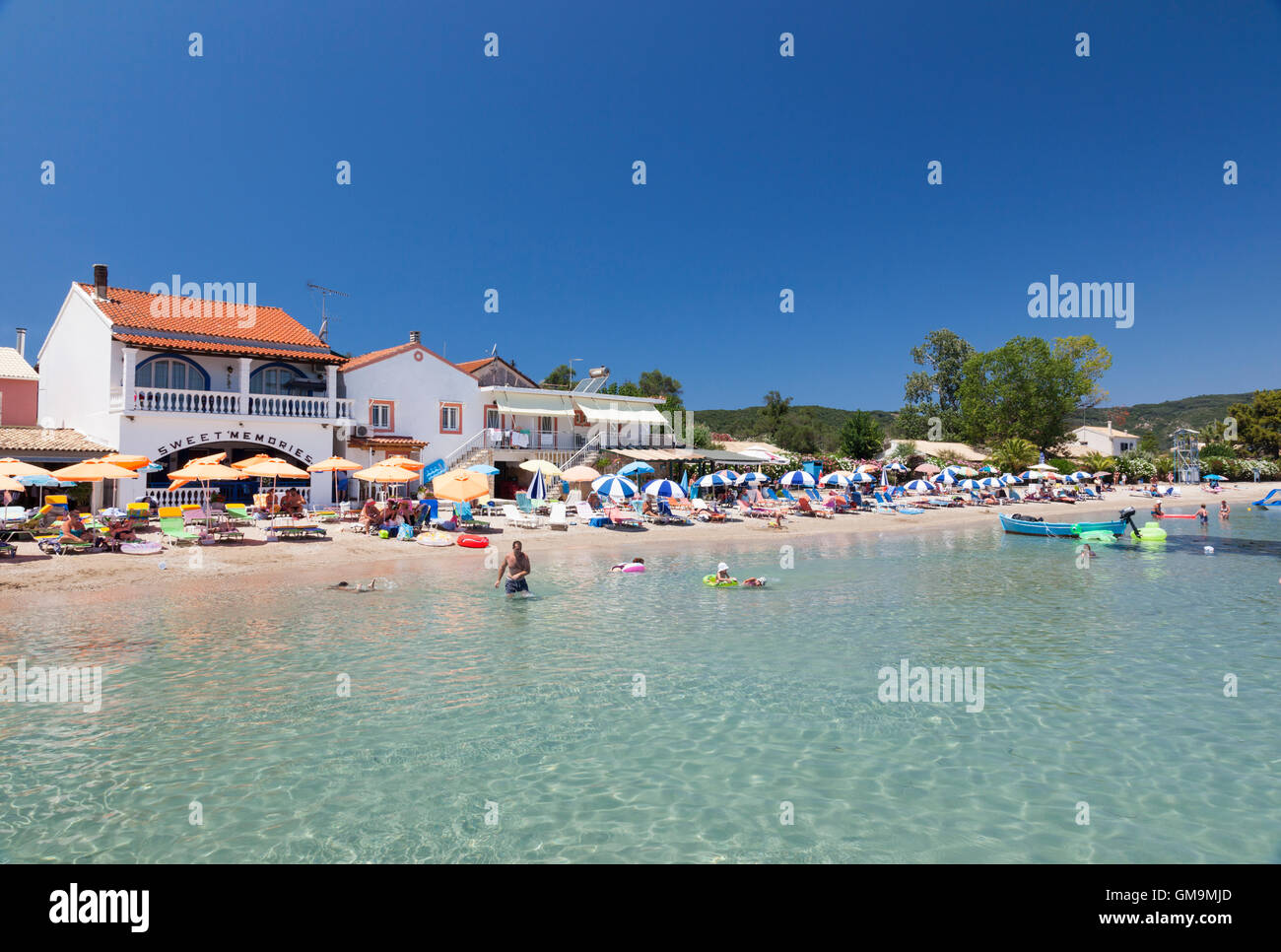 Messonghi Beach in Korfu, griechische Insel, Griechenland ...