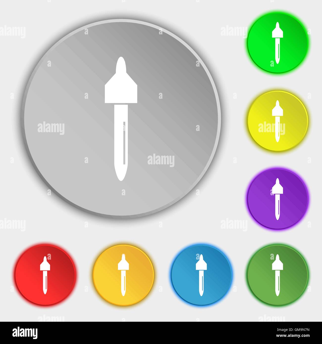 Pipette Zeichen Symbol. Pipette Symbol. Symbole auf acht flachen Tasten ...