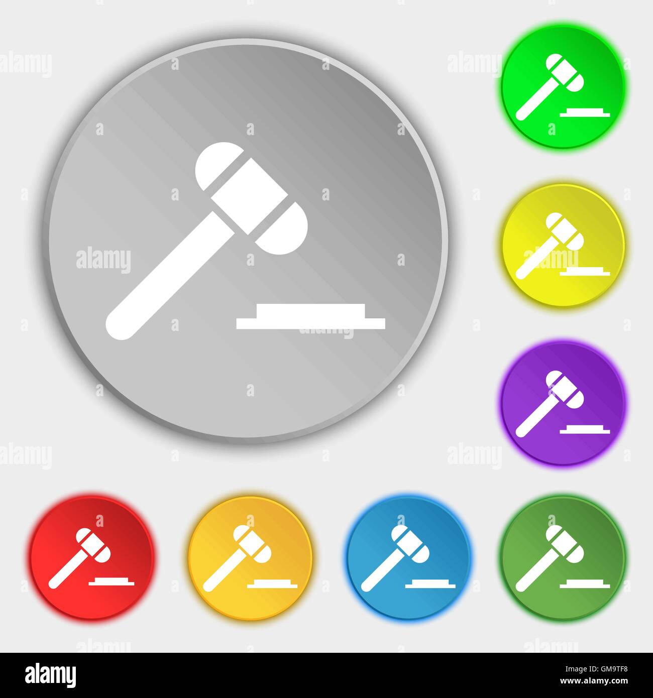 Richter-Hammer-Symbol. Symbole auf acht flachen Tasten. Vektor Stock ...