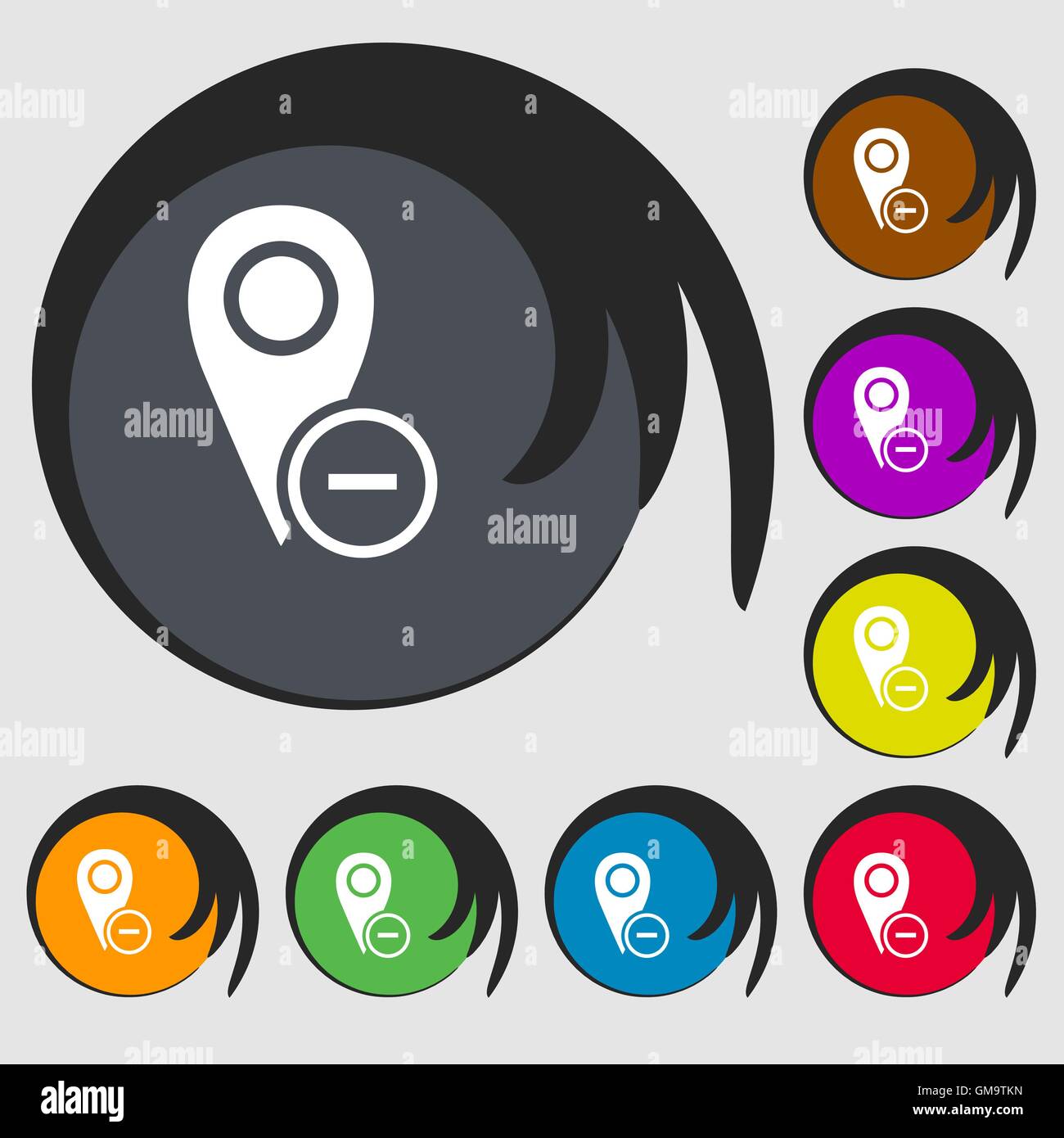 Zeiger-Symbol Zeichen zuordnen. Symbole auf acht farbigen Tasten ...