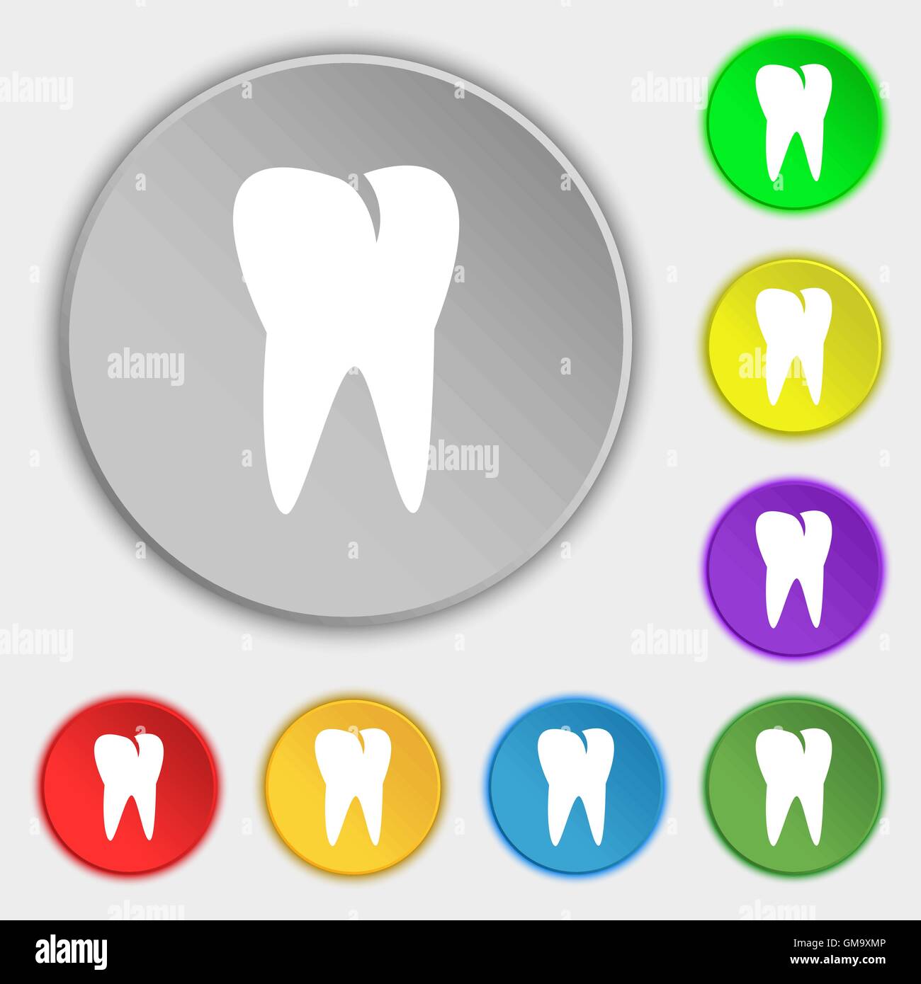 Zahn-Symbol. Symbole auf acht flachen Tasten. Vektor Stock-Vektorgrafik ...