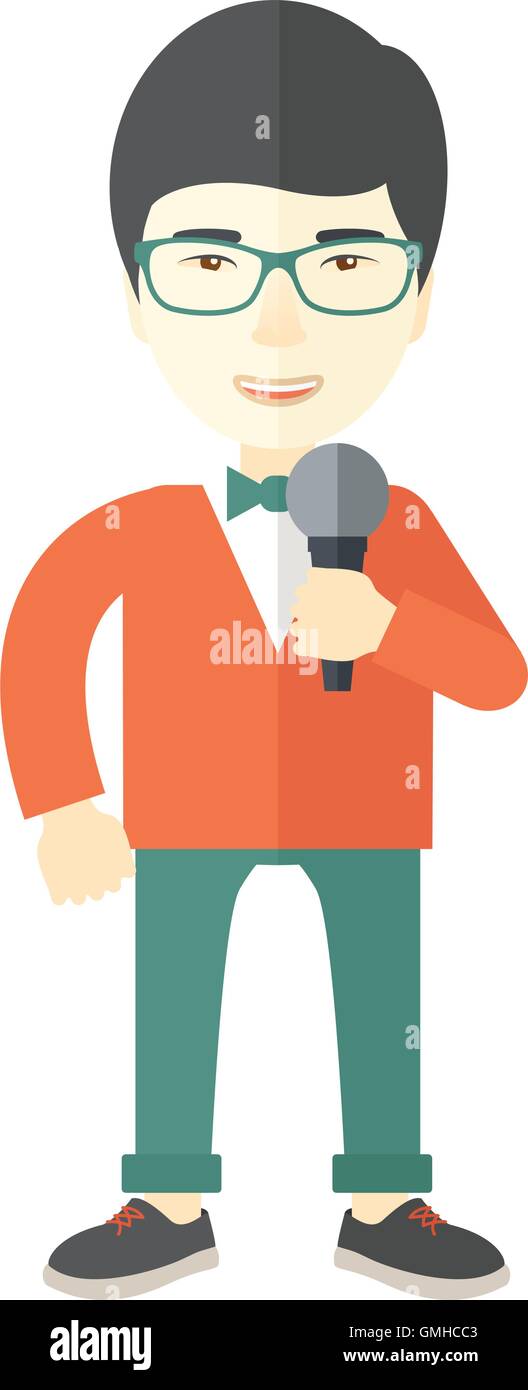Breaking news reporter character vector -Fotos und -Bildmaterial in ...