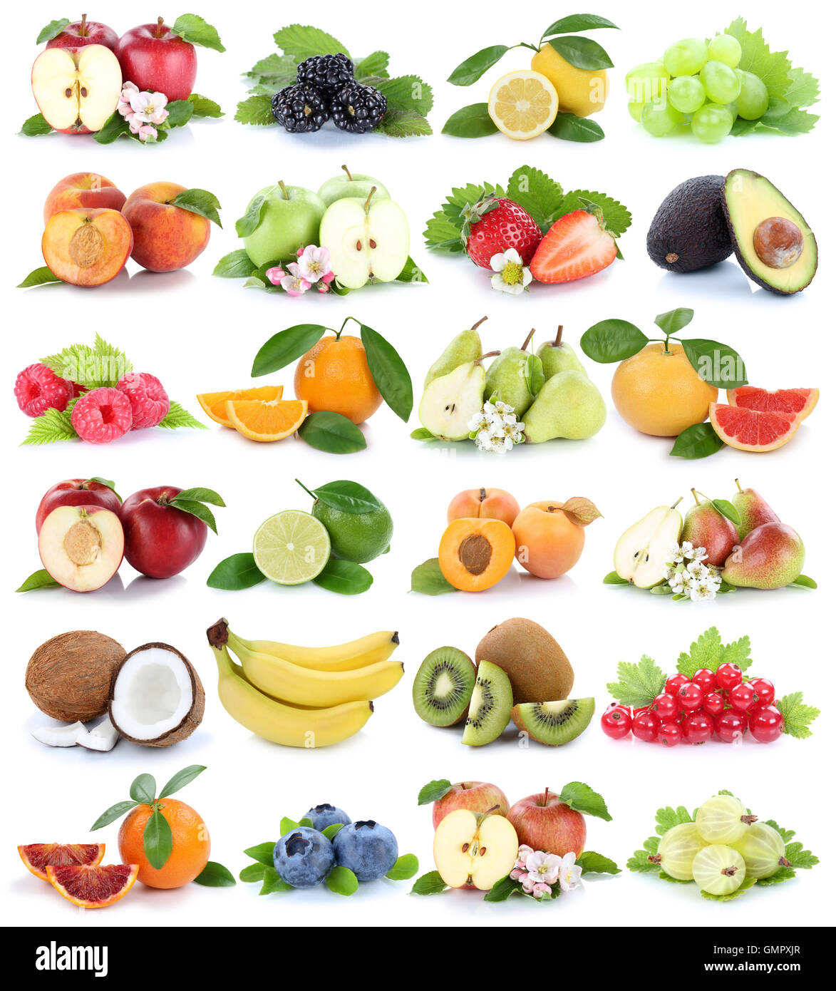 Früchte Obst Sammlung orange Apfel Apfel Banane Birne Trauben Erdbeere ...