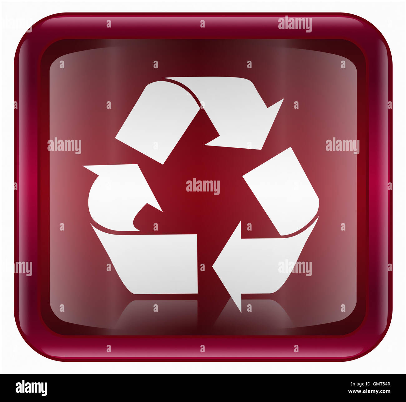 Recycling-Symbol Symbol rot, isoliert auf weißem Hintergrund ...